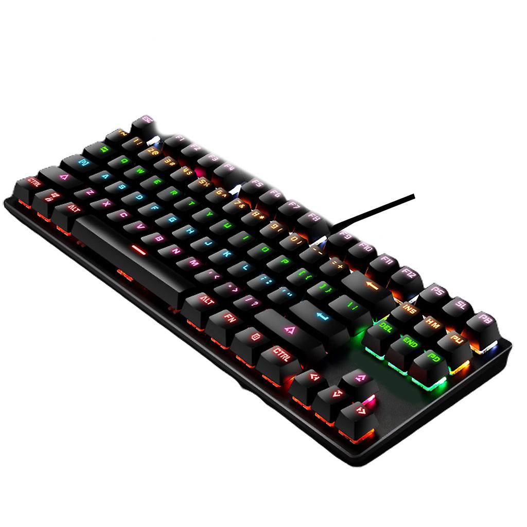 Mechanical Gaming Keyboard Rainbow LED Backlit, Slim Punk Keycaps, 87 ...