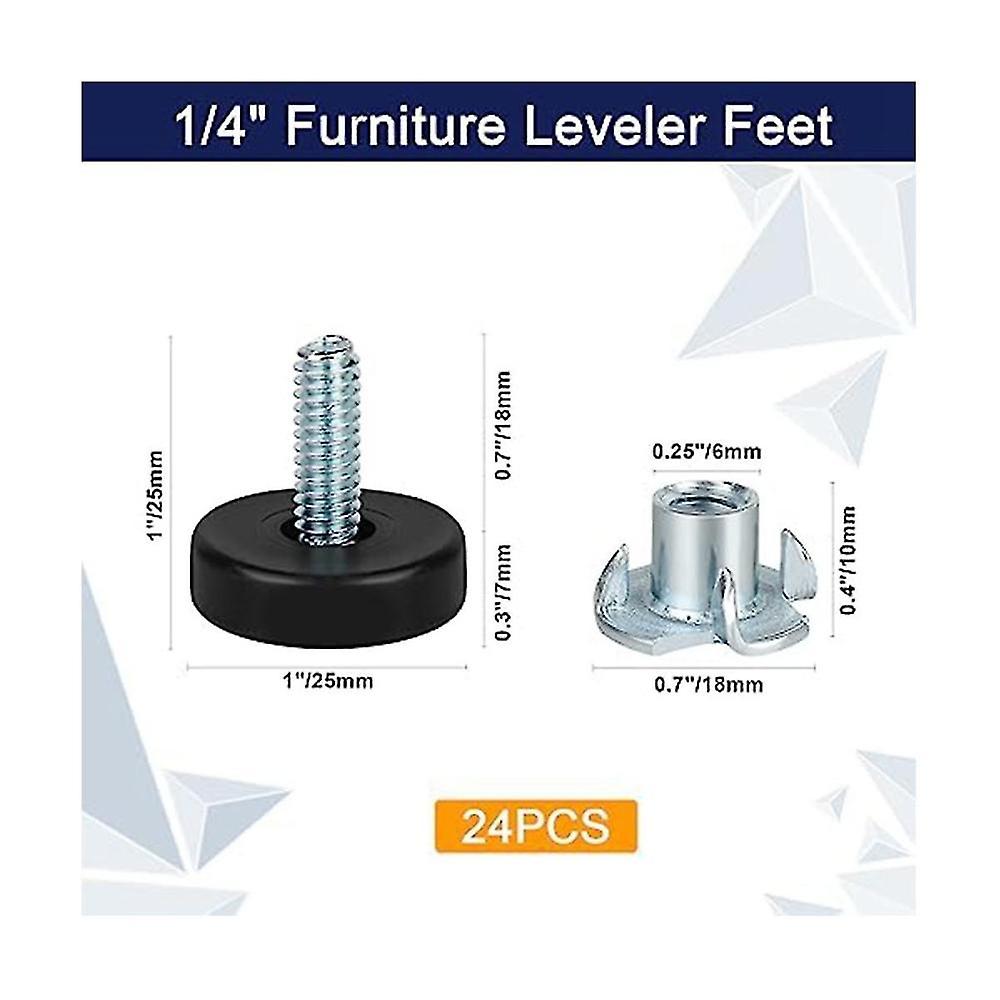 1/4inch Thread Furniture Feet Levelers,24pcs Adjustable Feet Levelers ...