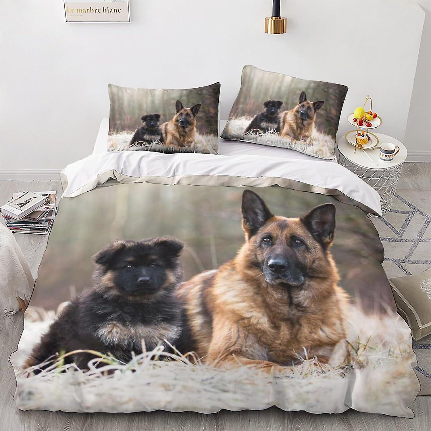 German Shepherd Dog Bedding Duvet Cover Set,3D Printed 3 Pieces Animals ...
