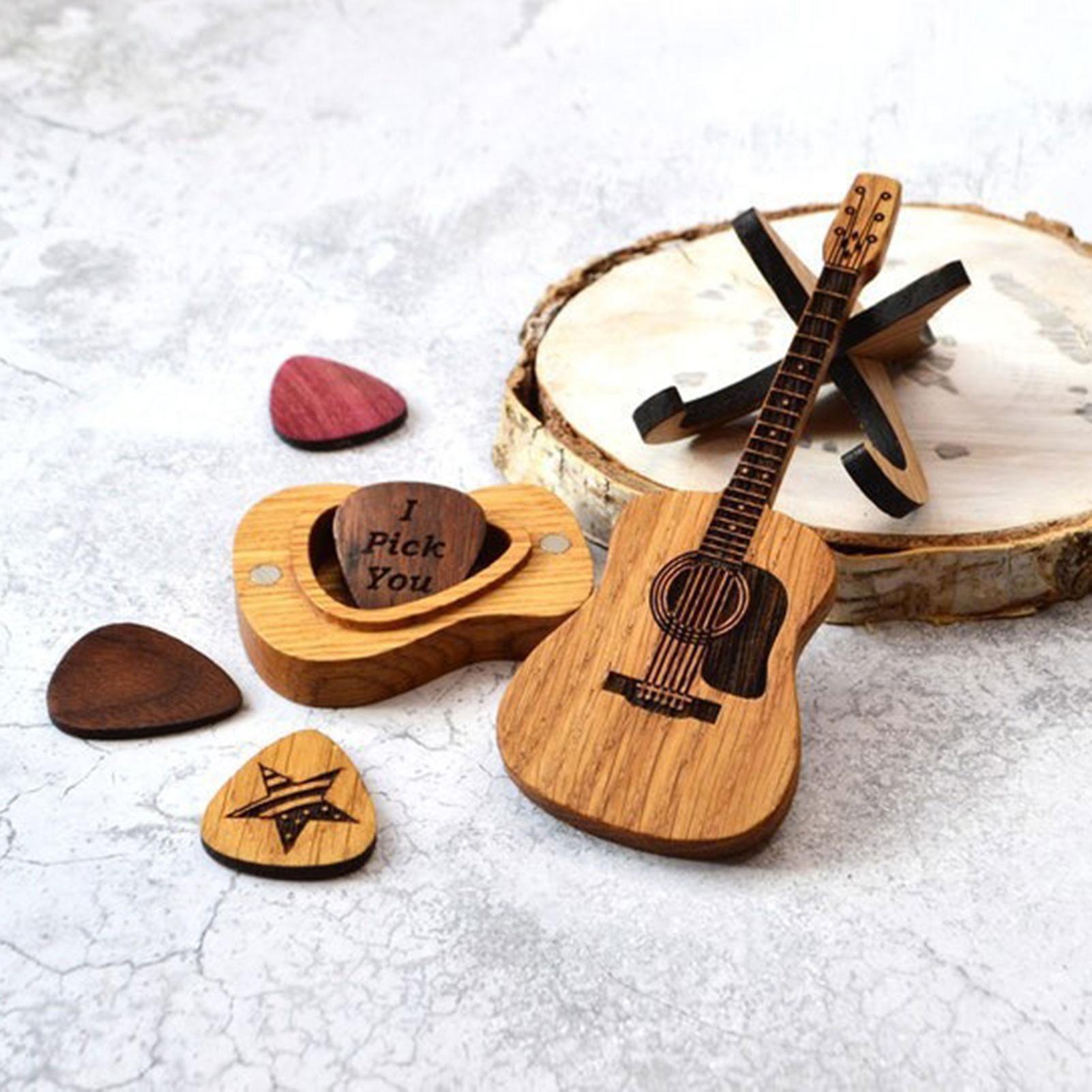 Wooden Guitar Picks Case Vintage Unique Mini Storage Box for Home Decor ...