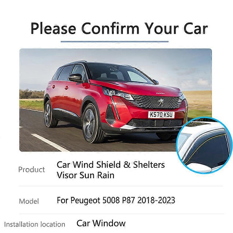 For Peugeot 5008 P87 MK2 2018 2019 2020 2021 2022 2023 Car Door Rain Window Visor Deflector ...