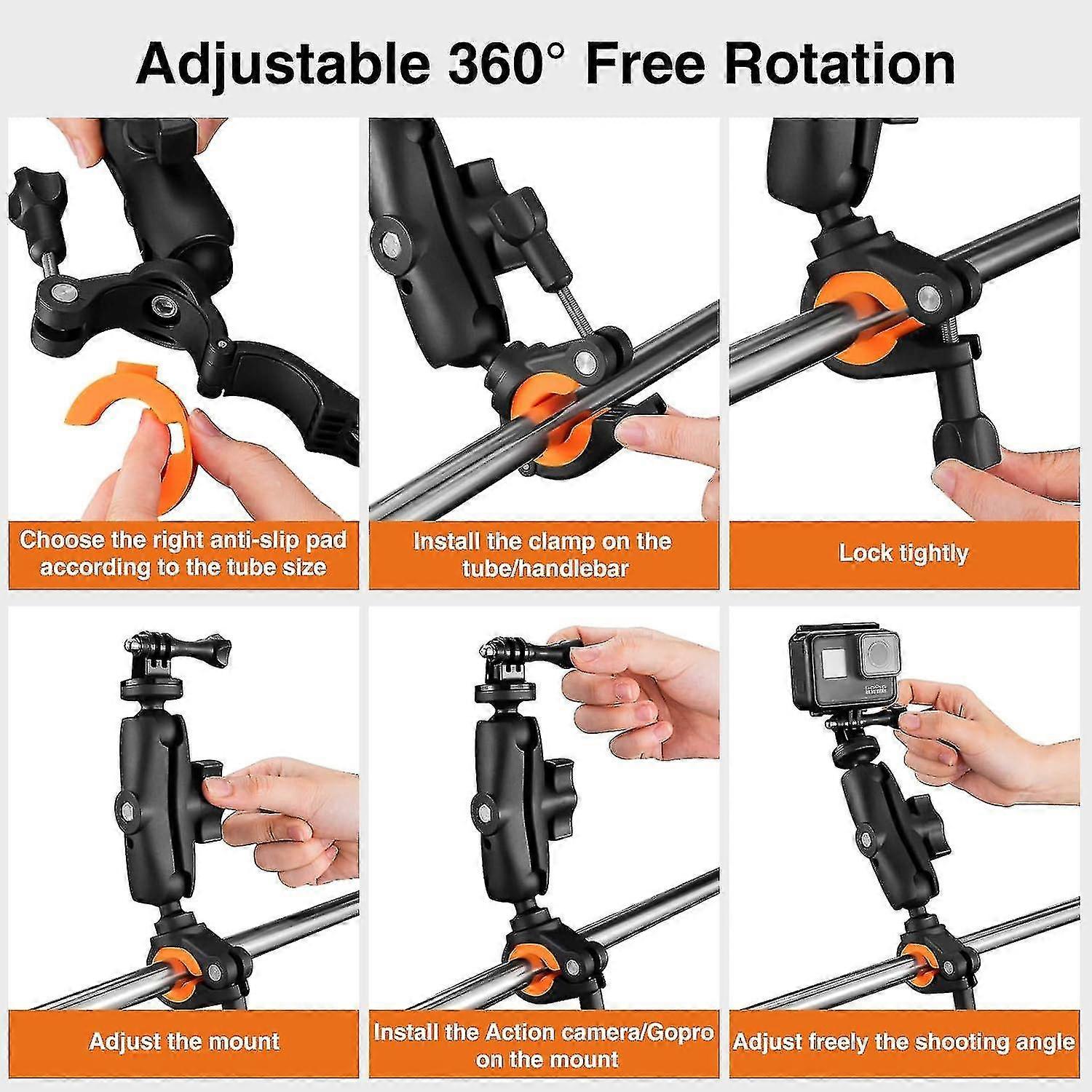 Action Camera Bike Handlebar Mount Compatible Gopro Insta 360, Metal ...