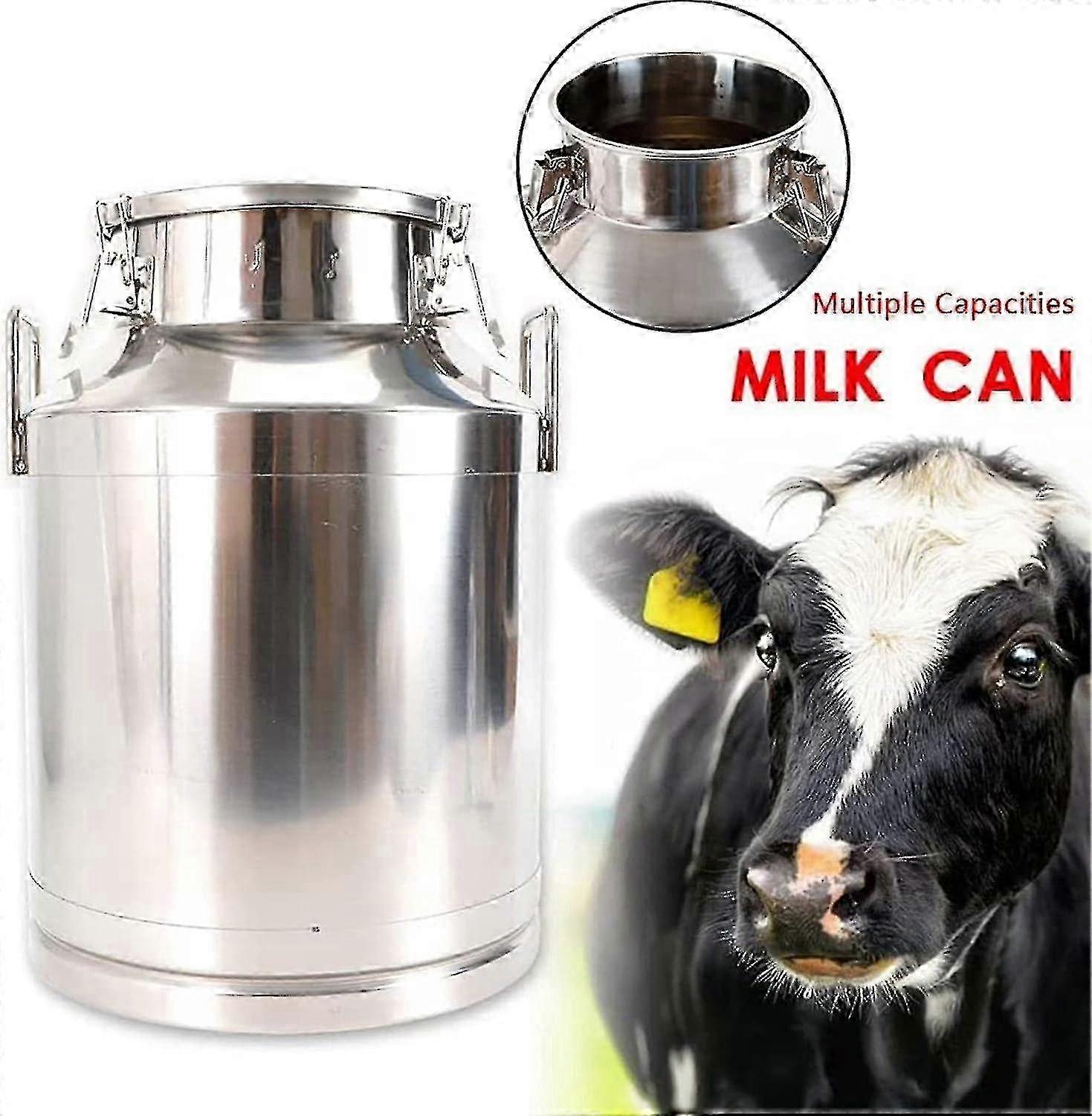 50L 304 Stainless Steel Milk Can Jug with Carry Handle and Silicone Seal | Fruugo UK