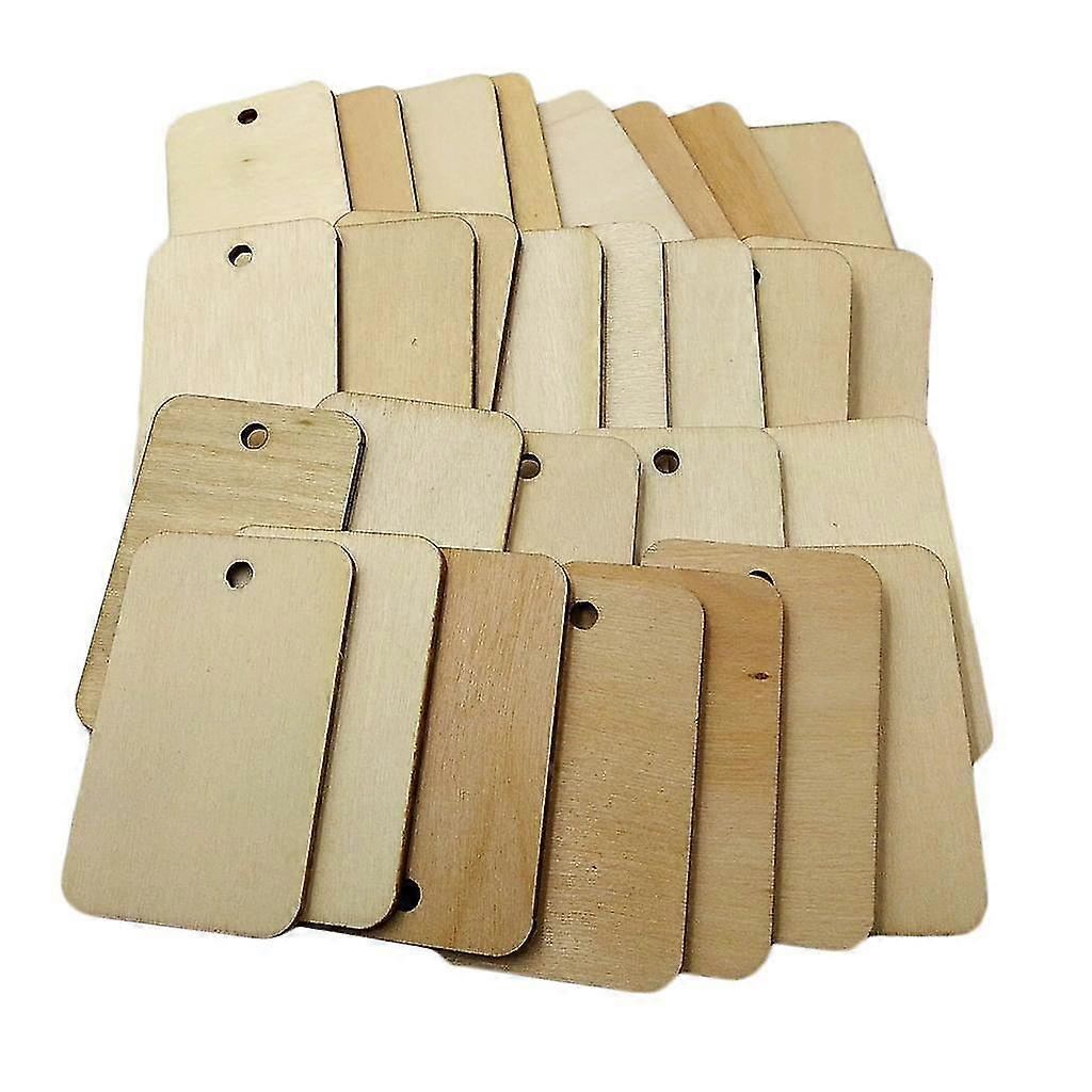 50 Pieces Natural Unfinished Blank Wood Tags Wooden Gift Tags Labels ...