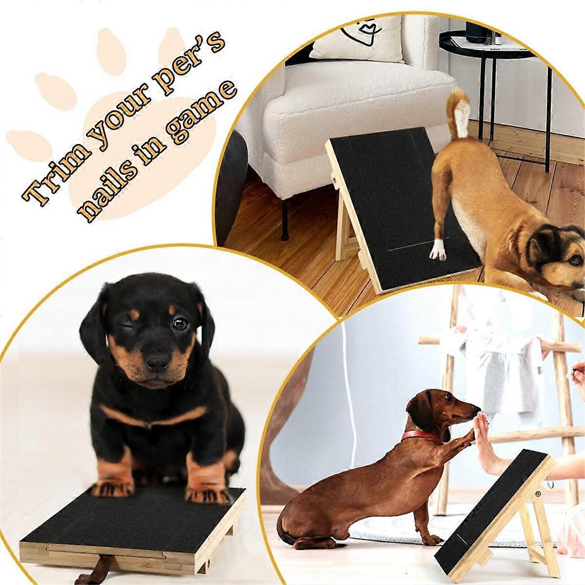 Dog Scratch Pad, Wooden Dog Grinder Scratch Pad for Nails with Snack ...