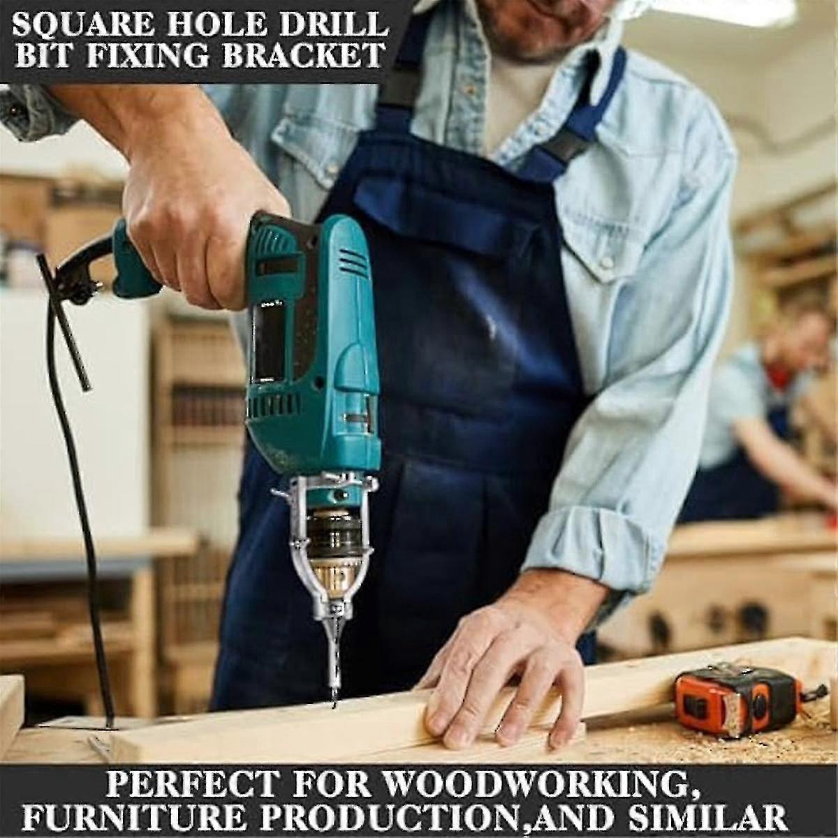 Square Hole Drill Bit Adapter And 4 Drill Bits For Drill Press Hollow ...