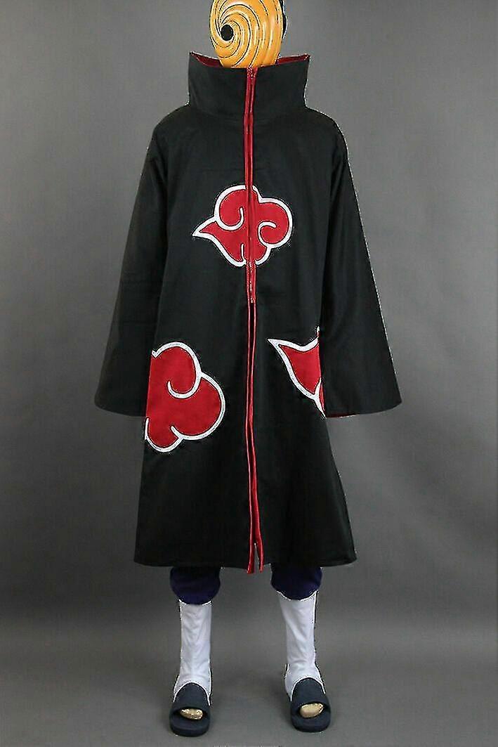 Naruto Akatsuki Tobi Uchiha Obito Robe Cloak Coat + Harts Mask Cosplay ...