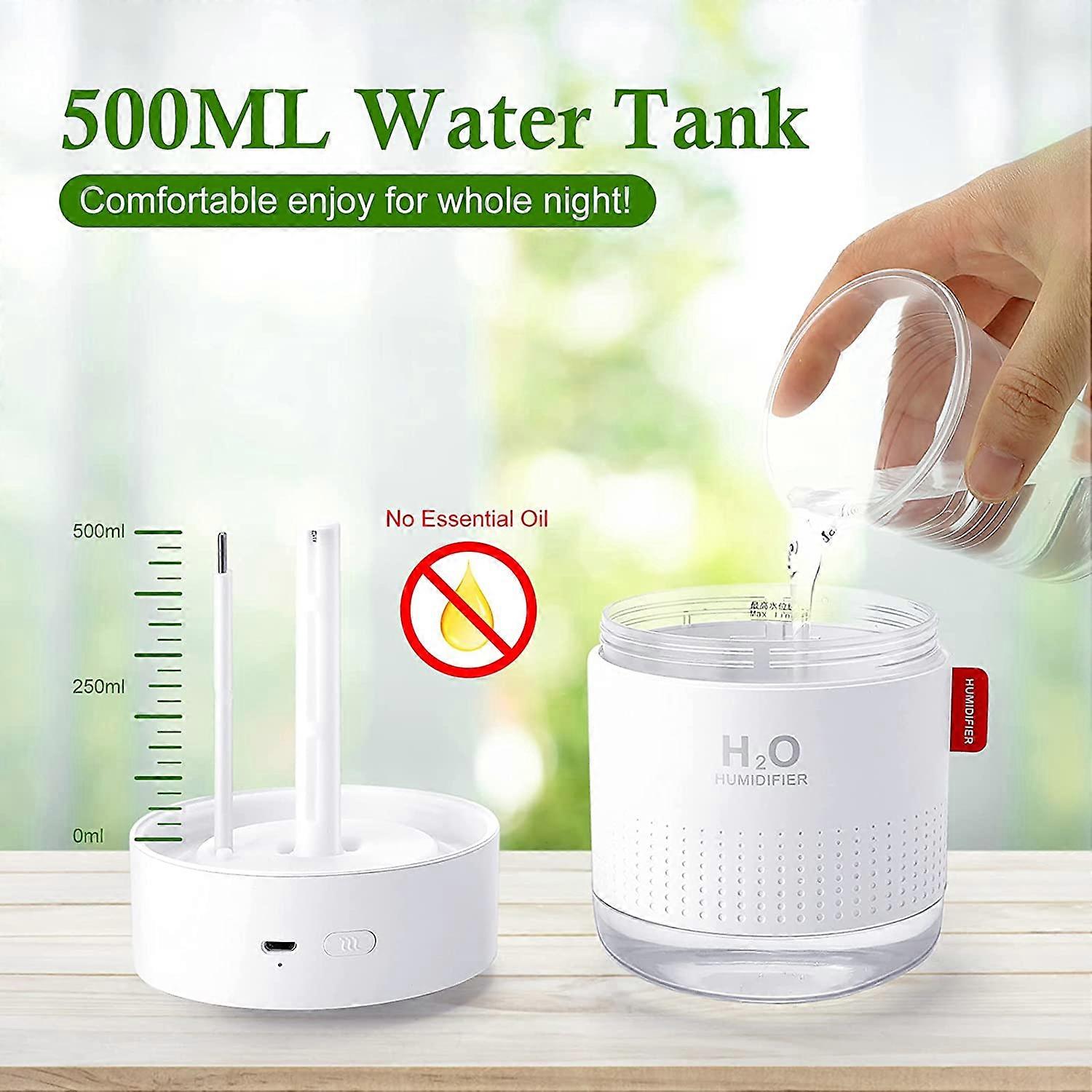 Air Humidifier, 500ml Quiet Ultrasonic Mist Humidifiers 2 Mist Modes ...