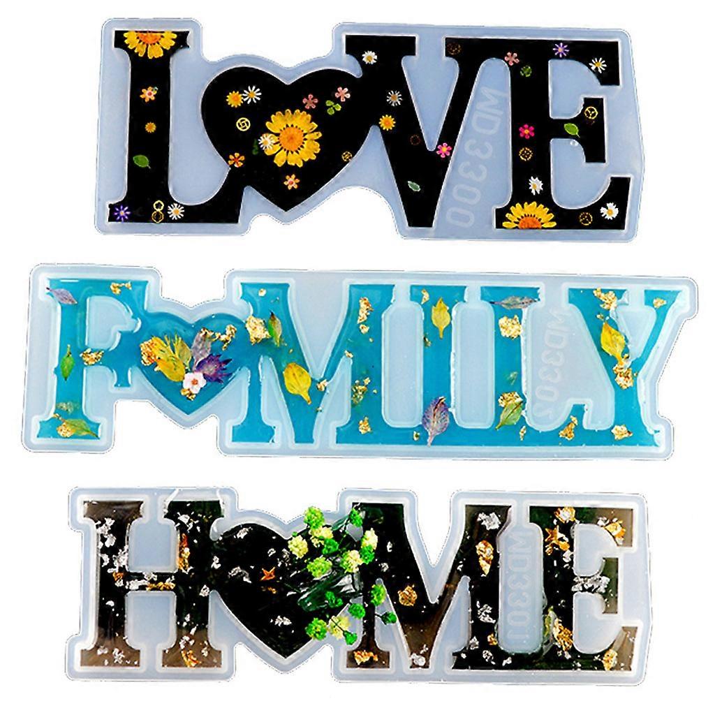 1/3Pieces Love Home Family Resin Epoxy Mold Love Sign Word Mold Crafts ...
