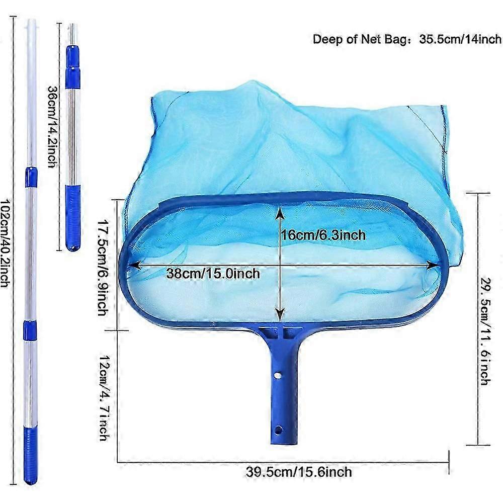 Deep Pool Skimmer Net with Telescopic Pole Leaf Skimmer Fine Mesh Net ...