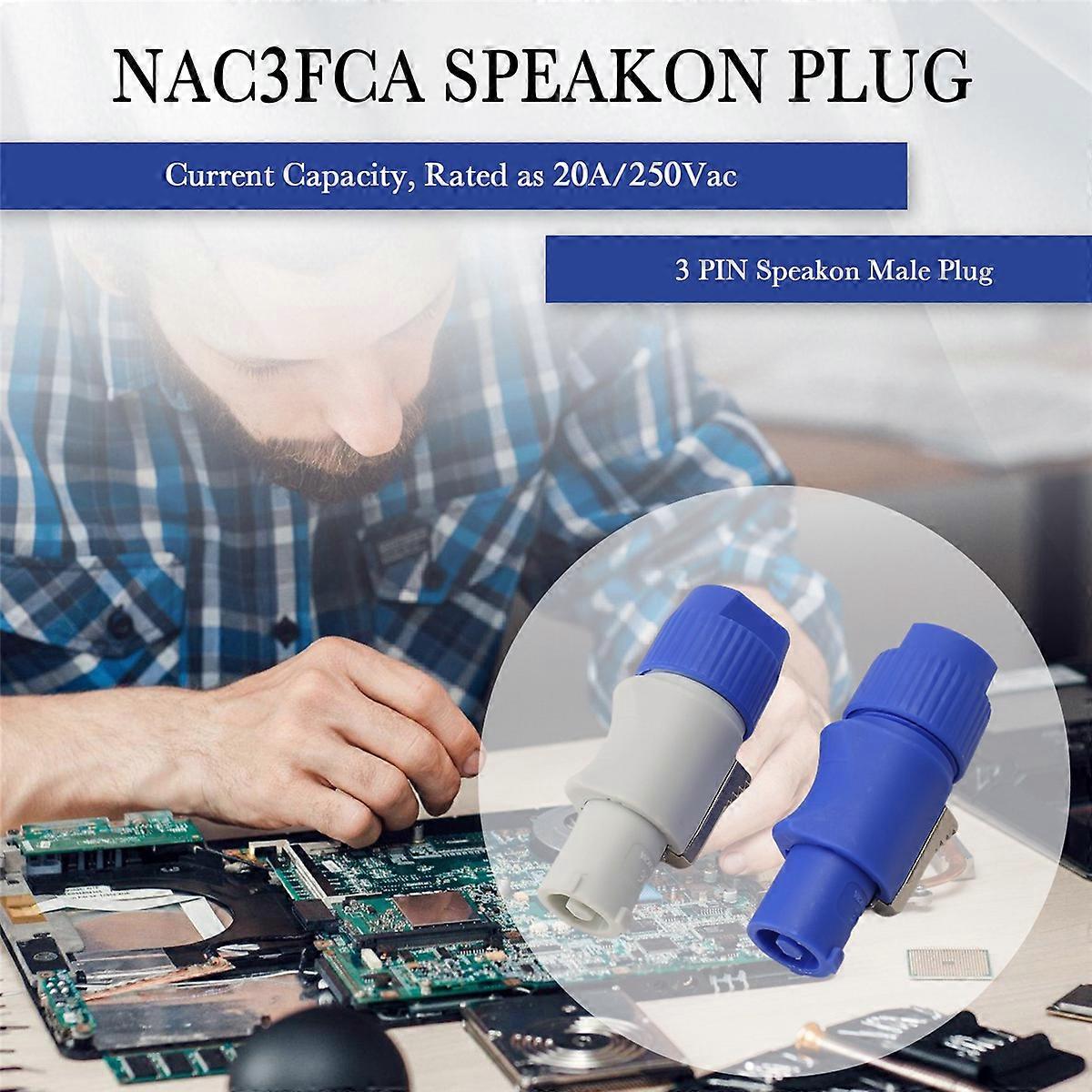 20PCS NAC3FCA NAC3FCB Speakon Plug 3 Pin Male Powercon Connector 20A 250V AC Power Plug ...