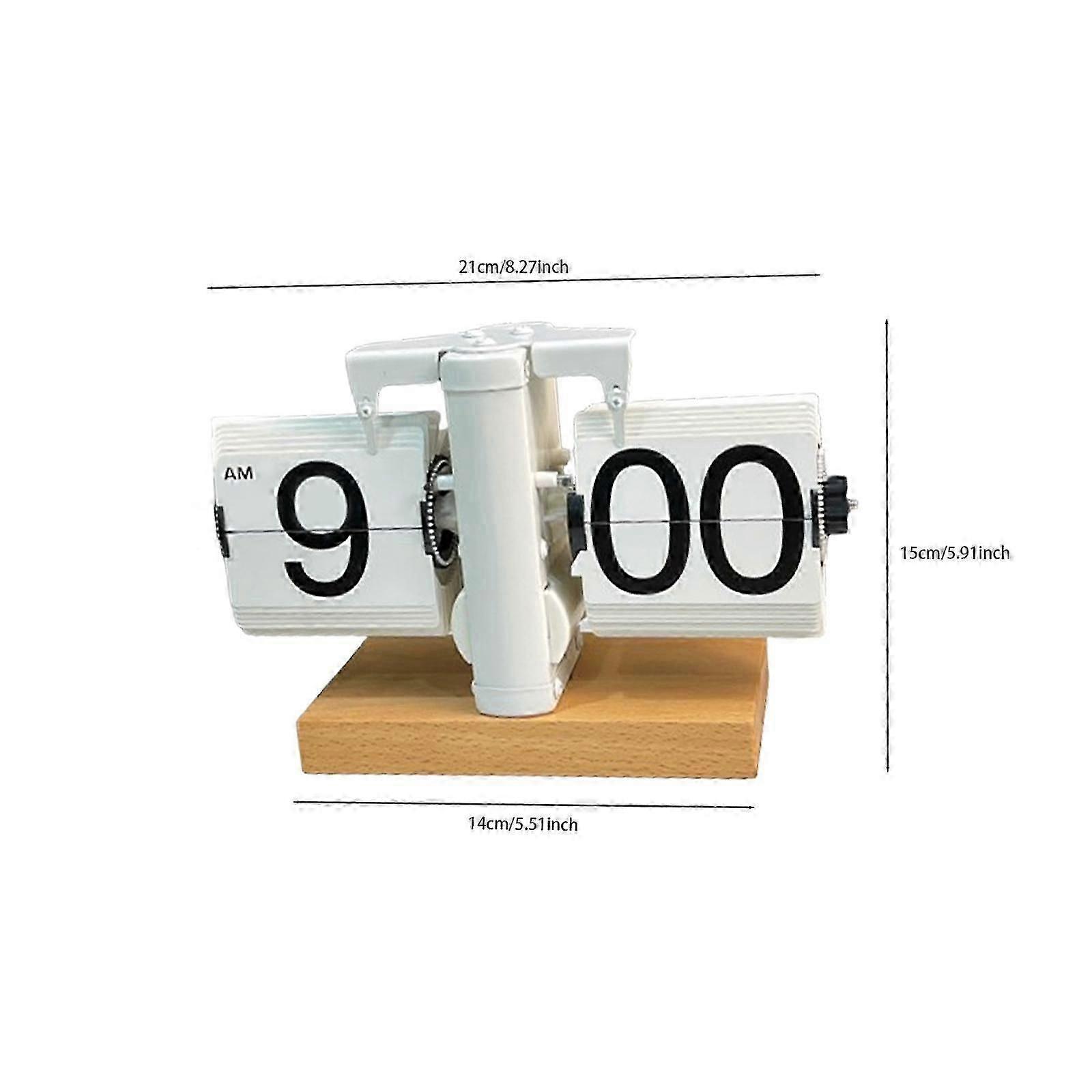 Flip Desk Clock Mechanical Flip Clock Vintage Wood Base Table Clock ...