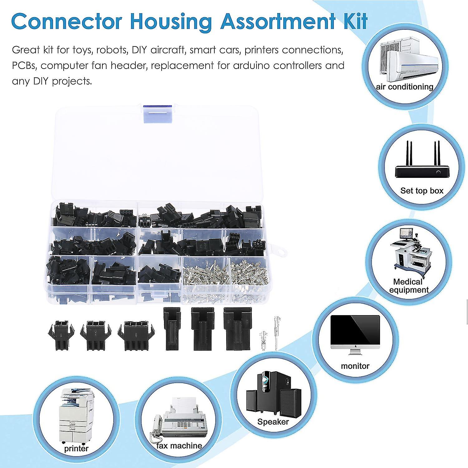 480pcs Jst Sm 2.54mm Pitch 2-pin 3-pin 4-pin Connector Housing Assortment Kit Female And Male ...