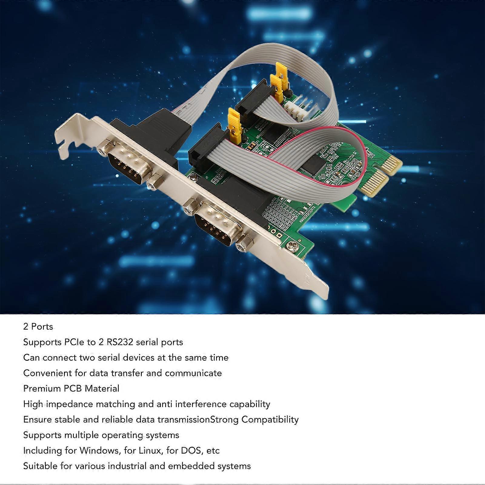 PCIe RS232 Serial Adapter Card 2 Port Expansion Card PCI Express RS232 ...
