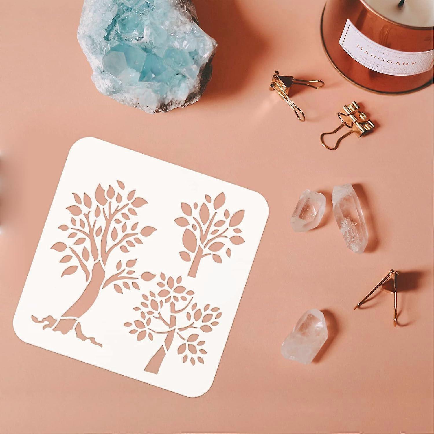 12 Pcs Tree Stencils 7.87x7.87 inch Branches Stencils Plastic Trees Branches Pattern Stencils ...