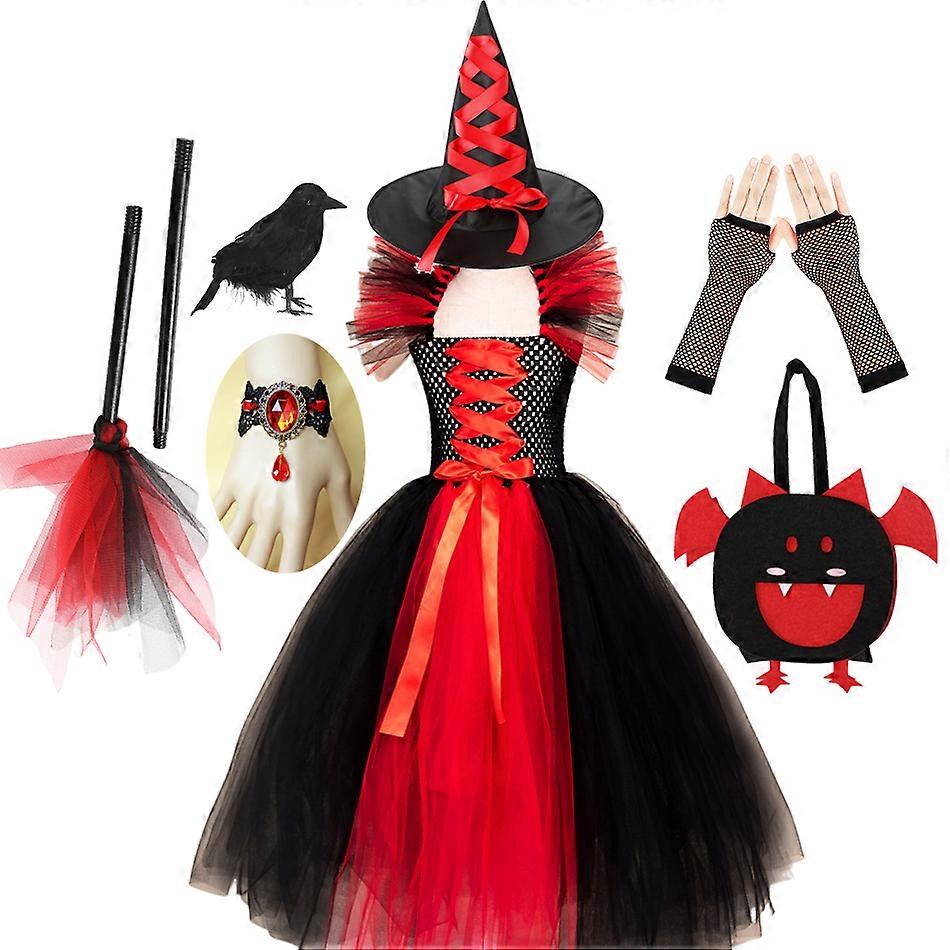 Disney Halloween Maleficent Witch Costume Kids Red Black Gothic Dark ...
