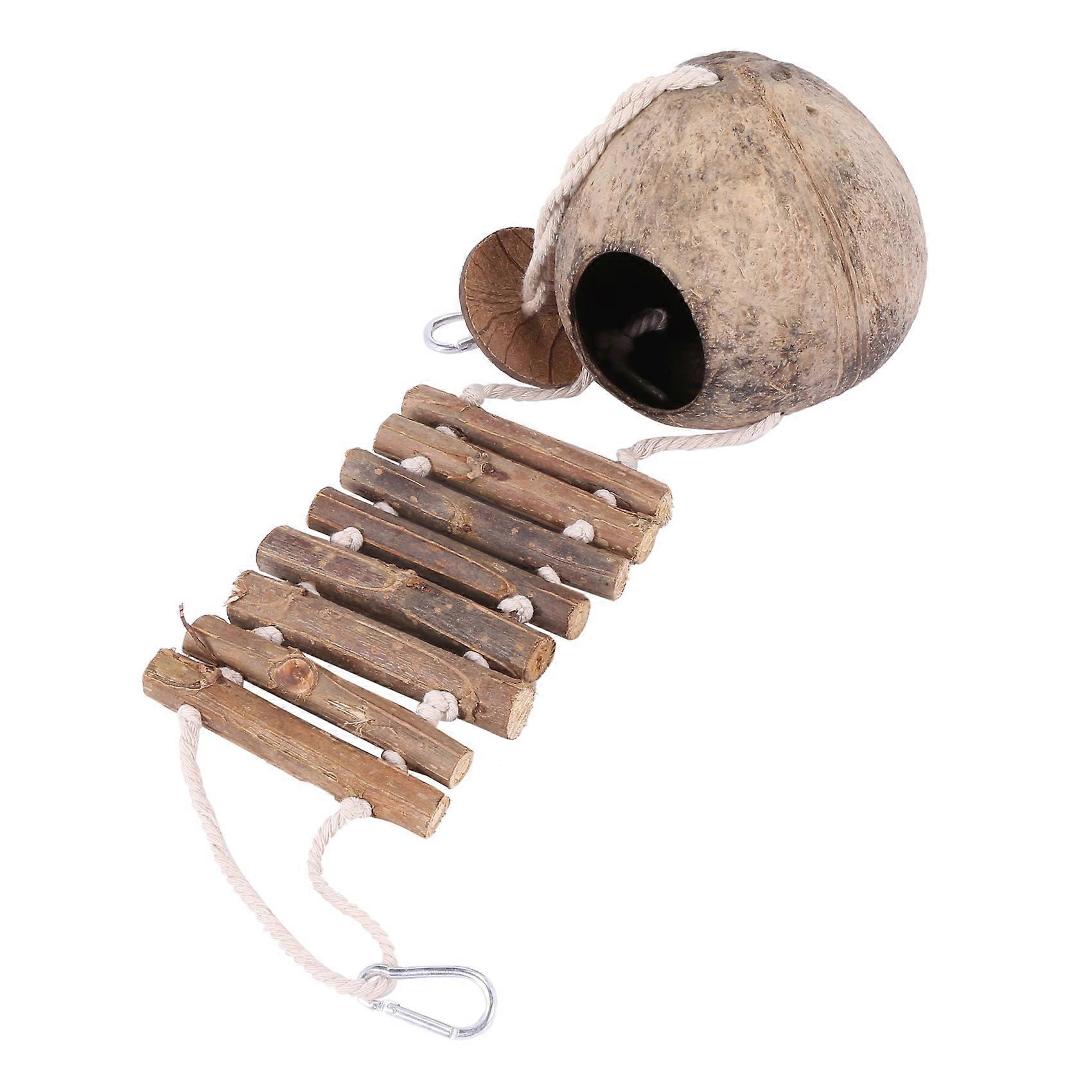 100% Natural Coconut Husk Coconut Hide with Ladder for Bird Shell ...