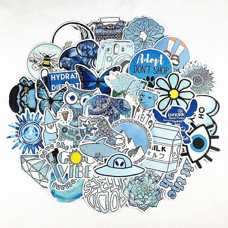 50 Blue Sticker Pack, Cute Blue Stickers Waterproof Vinyl Stickers, Boy ...