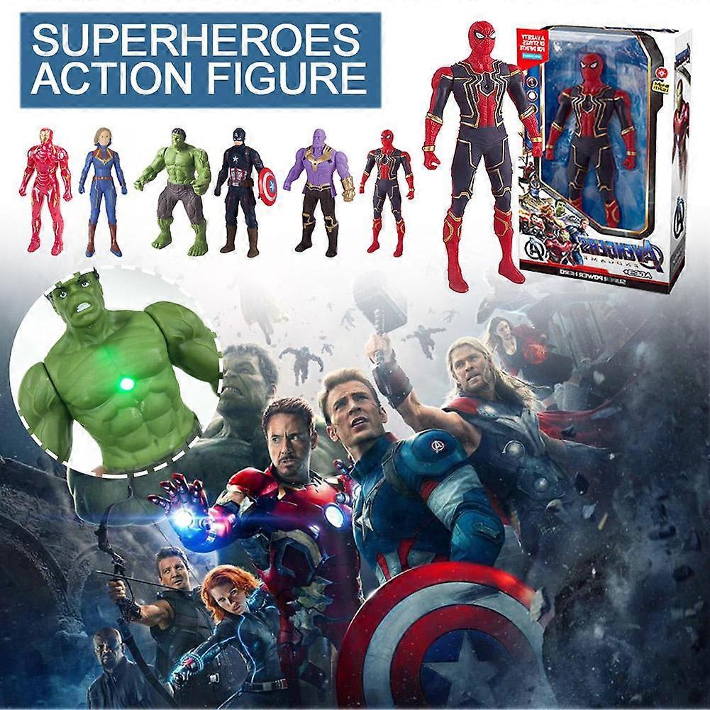 Plastic Avengers Figures Model Ironman Spiderman Superhero Glow Figure ...