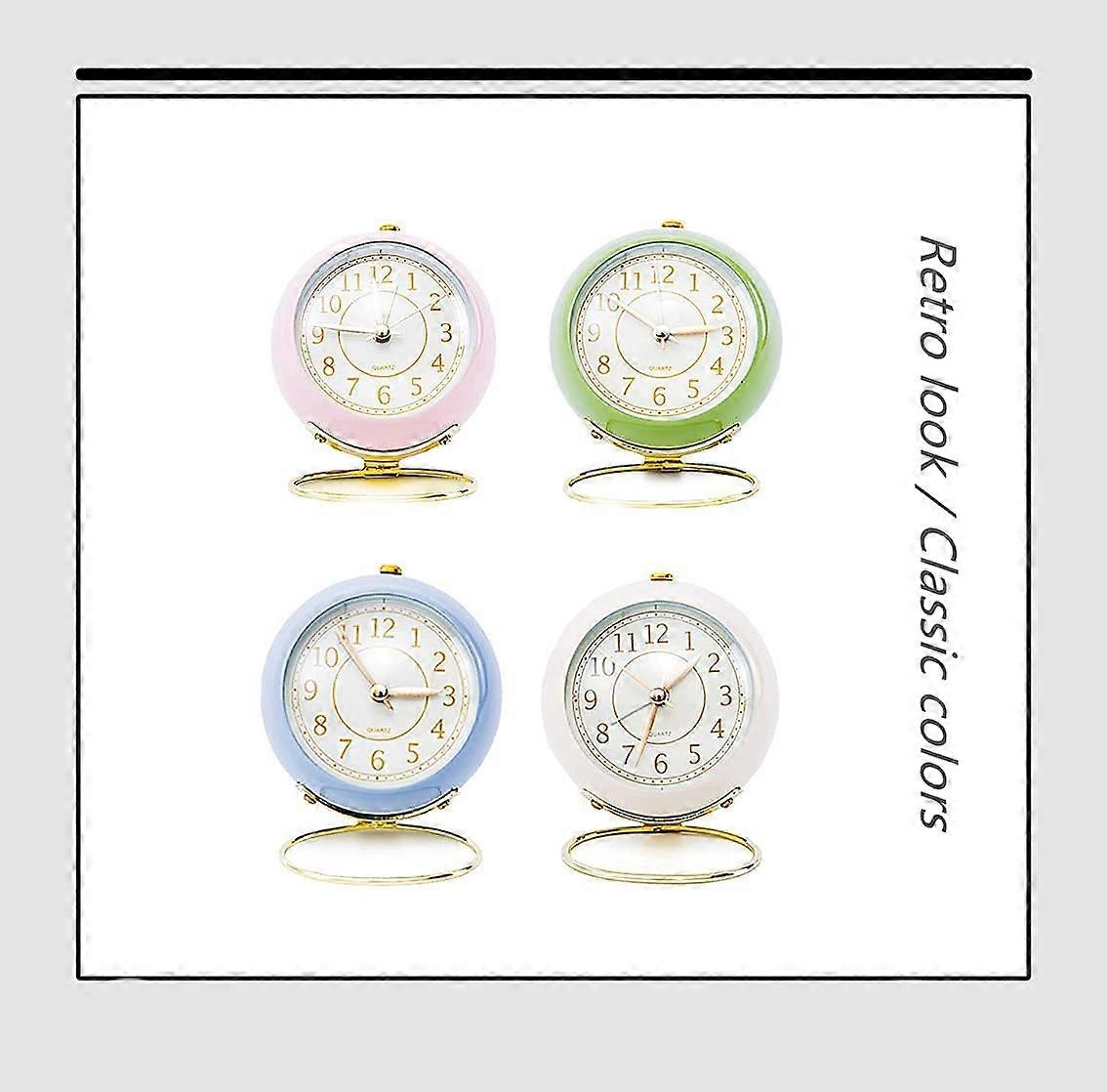 Small Desk Clocks for Shelf Bedroom Office, Table Alarm Clocks, Gold ...
