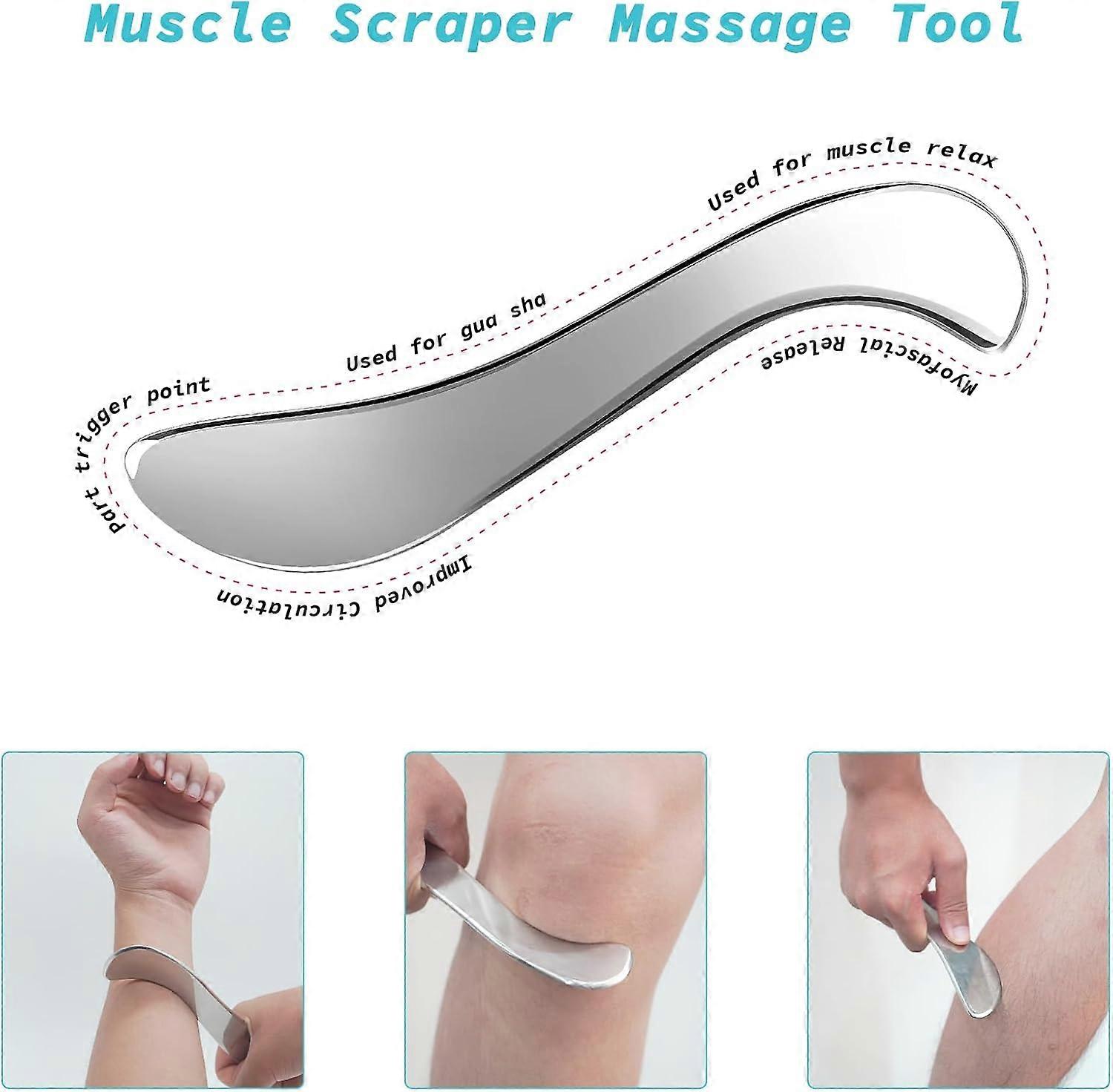 2-in-1 Stainless Steel Gua Sha Muscle Scraper Tool, Myofascial Scraping ...