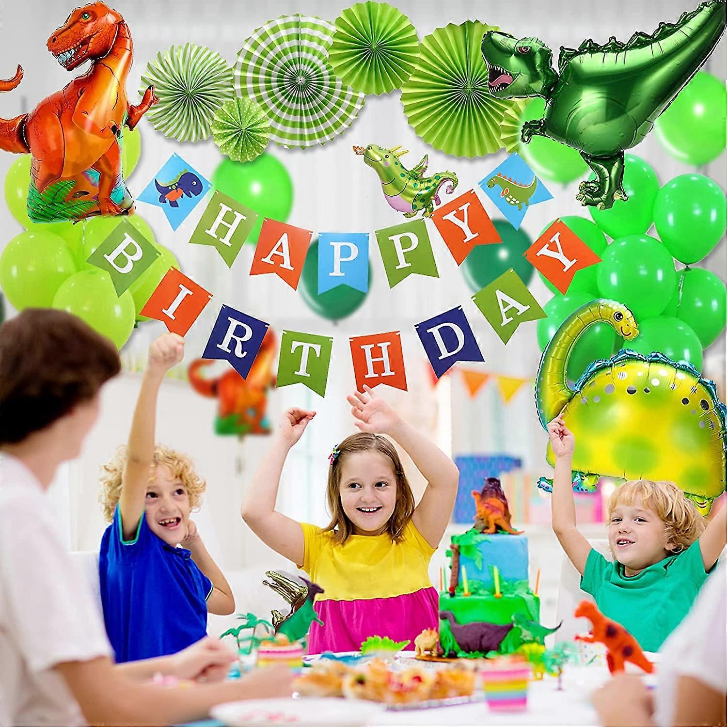 Dinosaur Birthday Party Decoration Set, 92 Pcs Set With Dinosaur Themed ...
