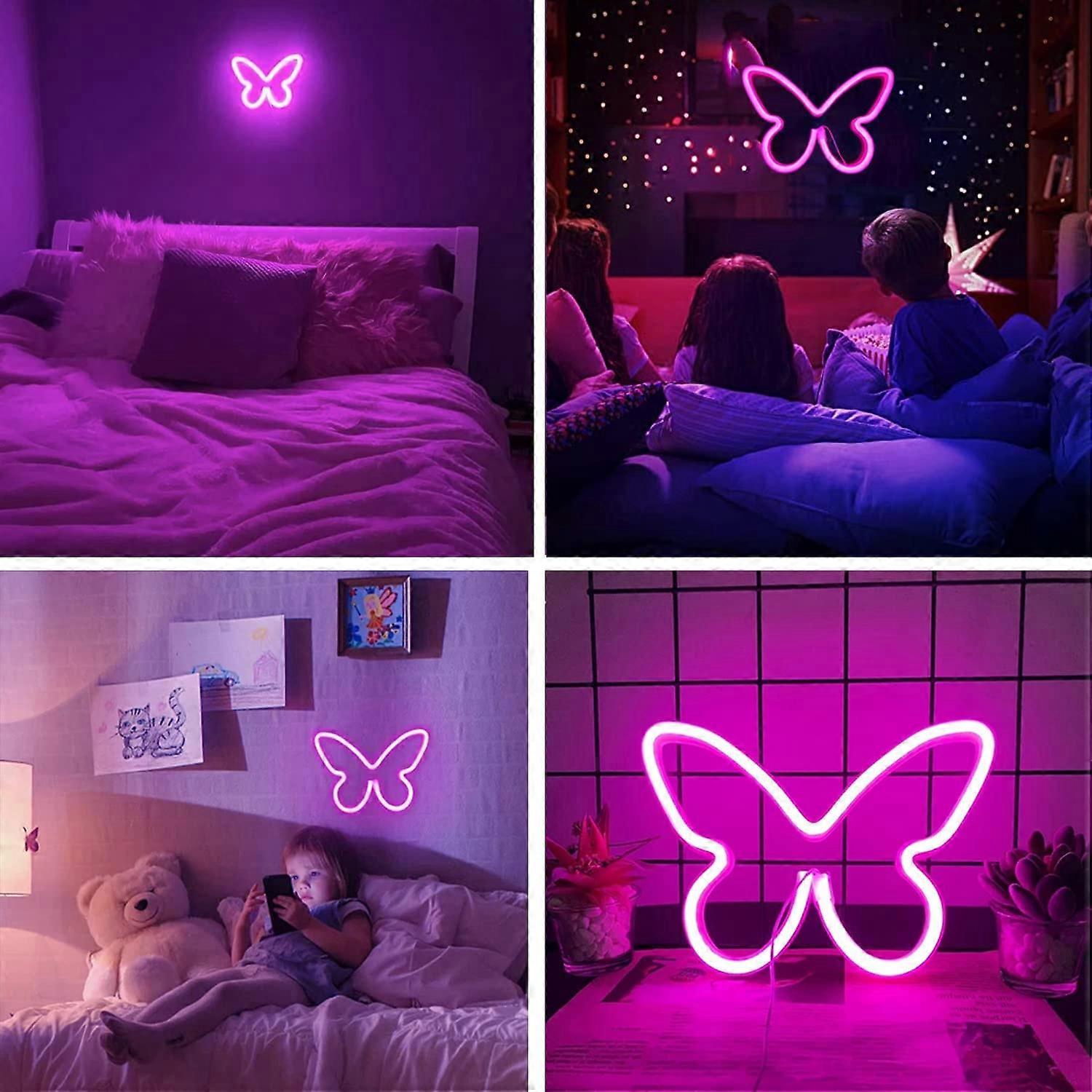 Pink Butterfly Neon Sign, Battery Operated or USB Powered LED Neon ...