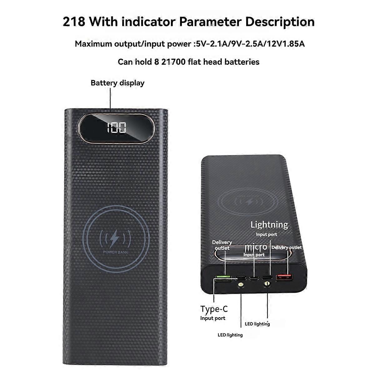 Power Bank DIY Shell Case Battery Charger Box with Lighting Function ...