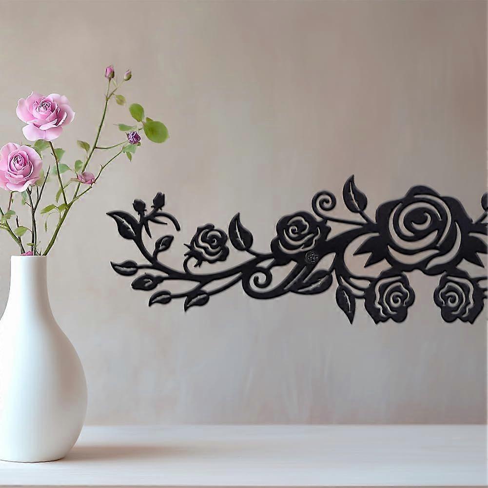 Large Metal Rose Wall Decor, 11.5x2.7 Inch Rose Vine Metal Wall Decor ...