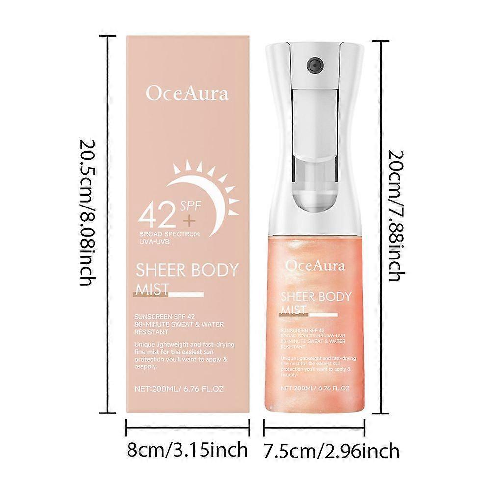 Sunglaze Sheer Body Mist Sunscreen SPF 42 Shimmering Body Sunscreen ...