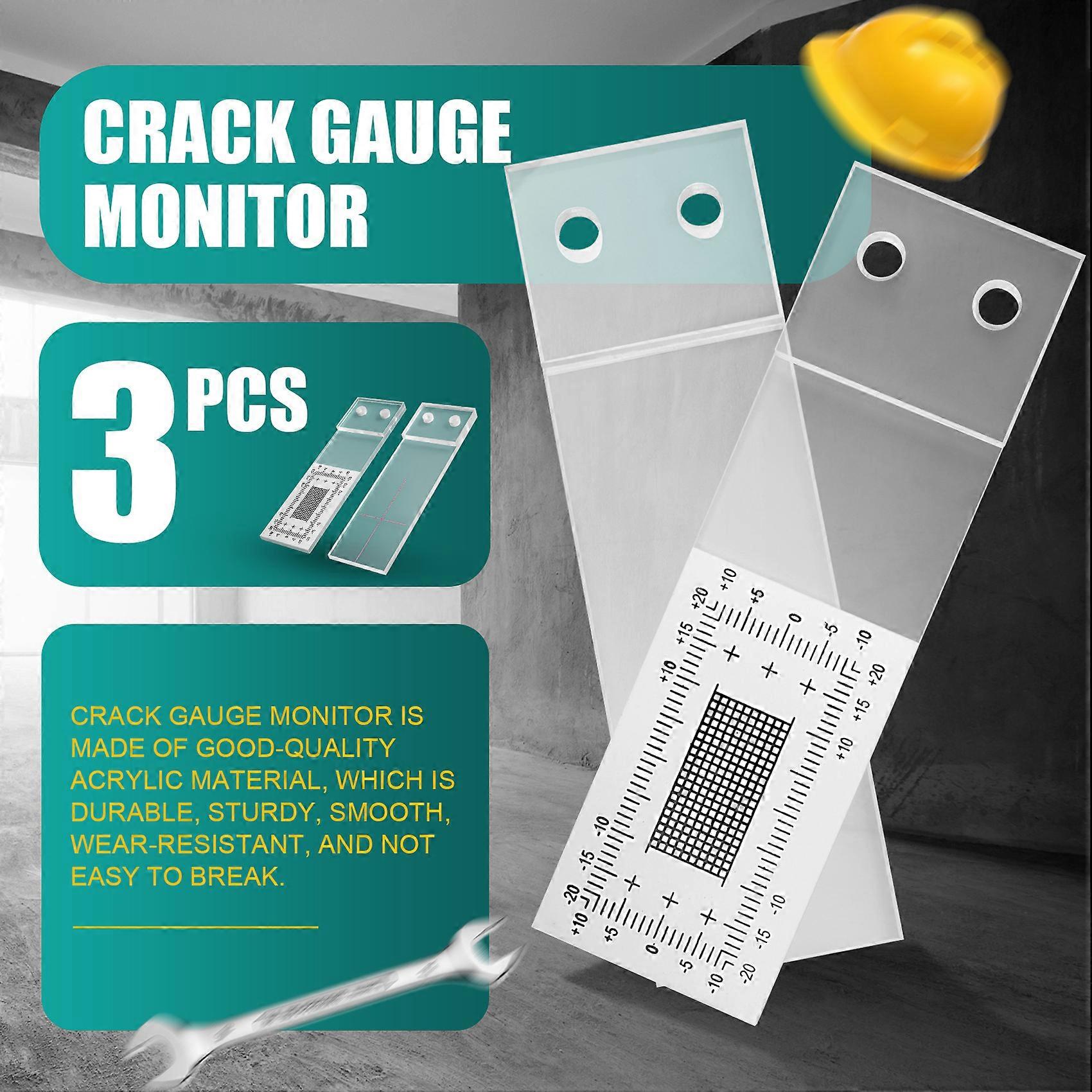 Crack Monitoring Record, 3Pcs Crack Measurement Tool, Crack Width Gauge ...