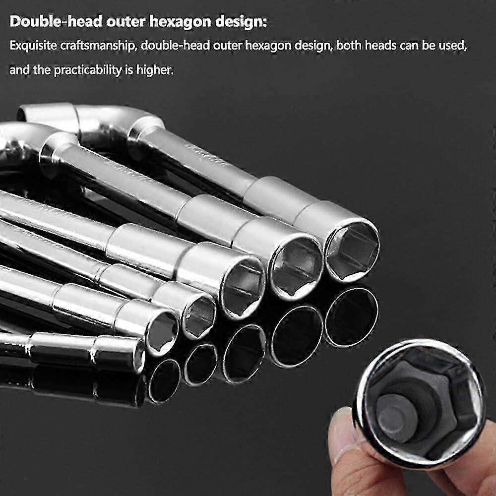 2 PCS 11mm L Shaped Angled Hex Socket Wrench,CRV Multifunction Tubular ...