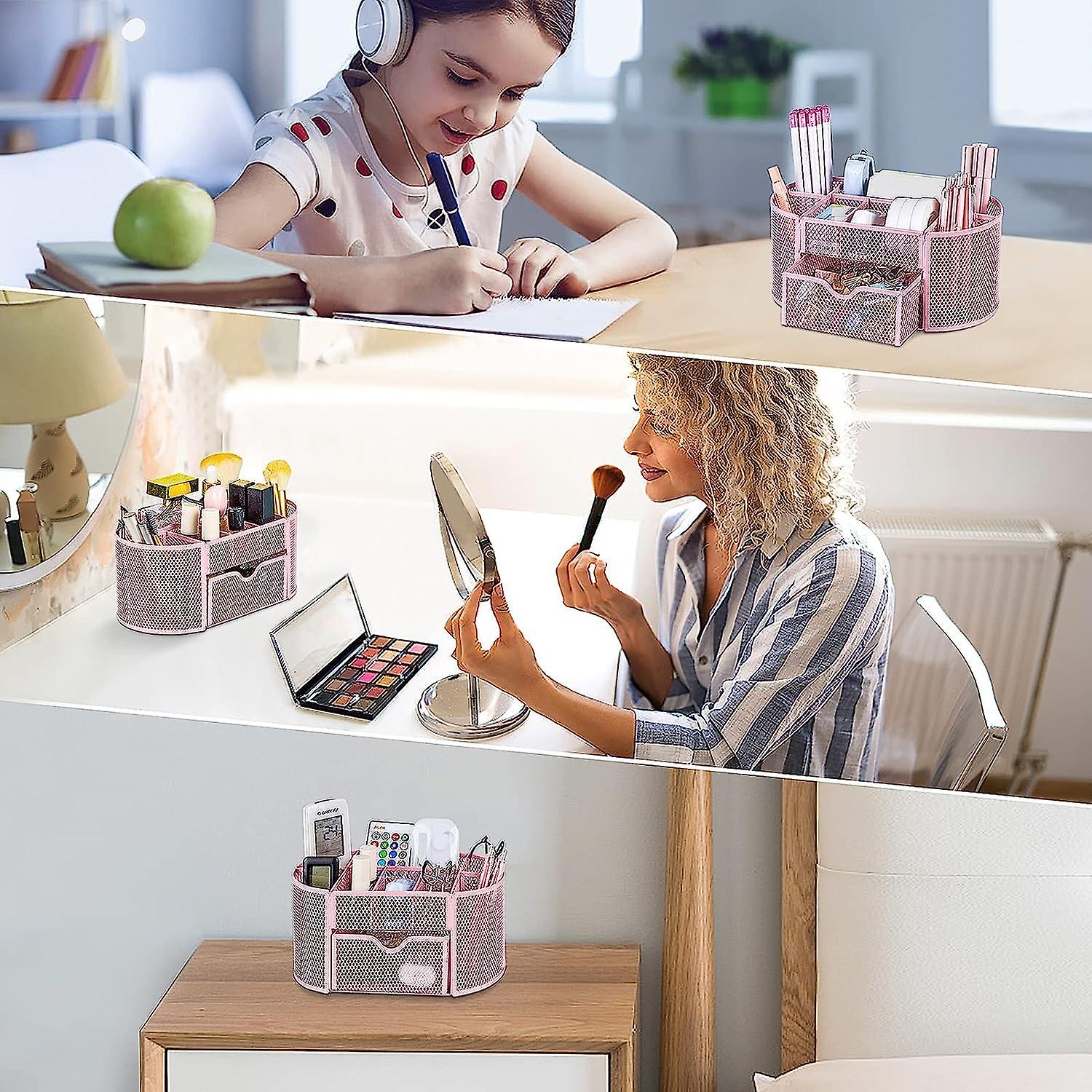 Pink Desk Organizer for Desk Supplies and Accessories, Cute Wire Pen ...