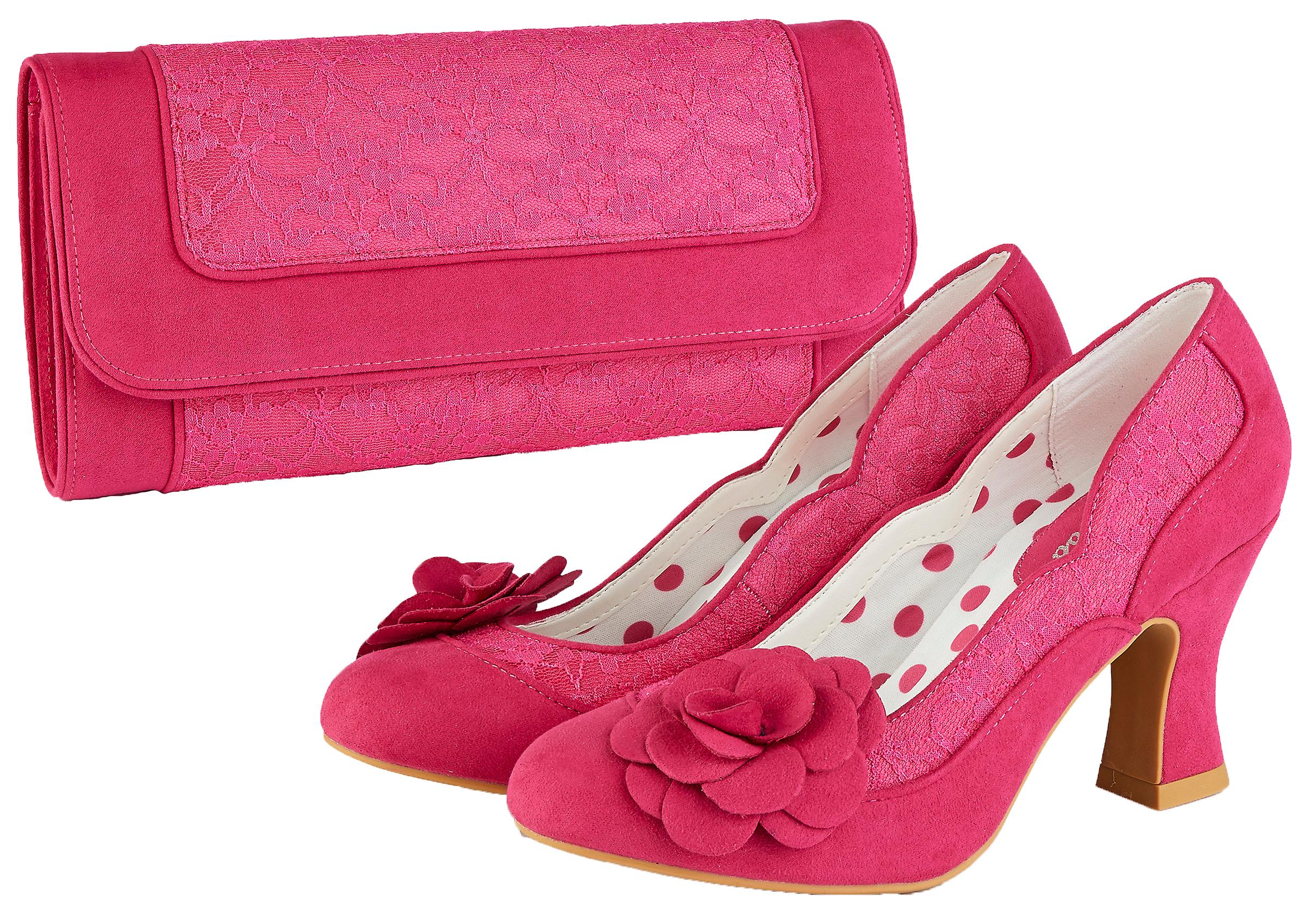 Ruby Shoo Women's Chrissie Mid Heel Court Shoes avec Corsage & Matching ...