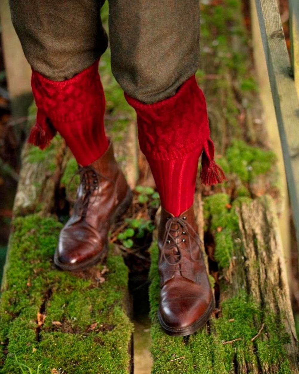 Men's House of Cheviot Gents Rannoch Socks ~ Brick Red | Fruugo US