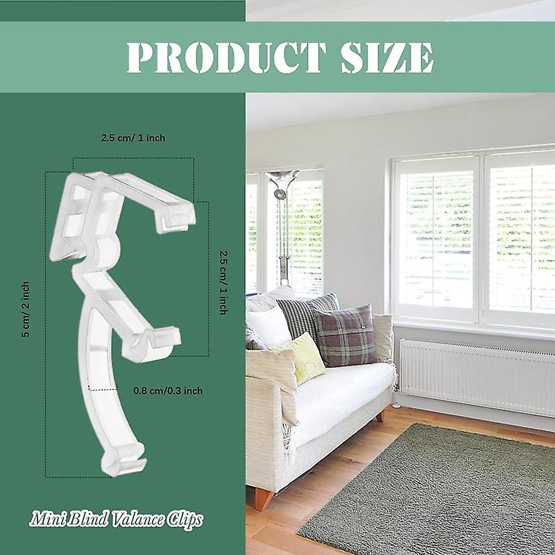 20 Pieces 2 Inch Valance Clips Clear Mini Blind Clips Hidden Window ...