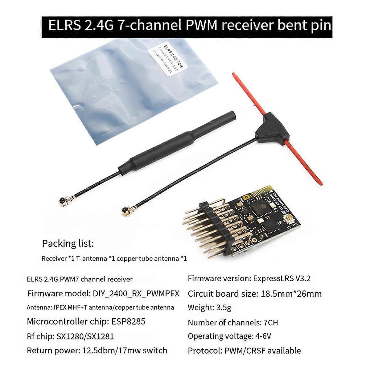 For CYCLONE ELRS 2.4G PWM Receiver 7CH ExpressLRS RX 2400RX PWM/CRSF ...