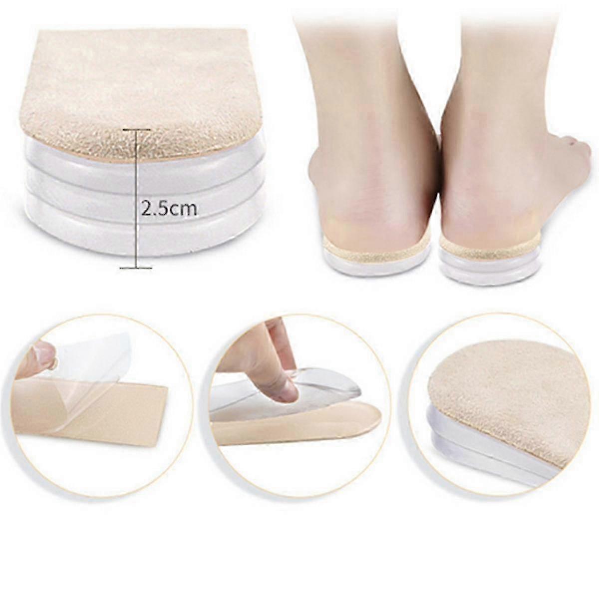 Adjustable Height Increase Insoles, 3-Layer Gel Heel Lifts Shoe Inserts ...