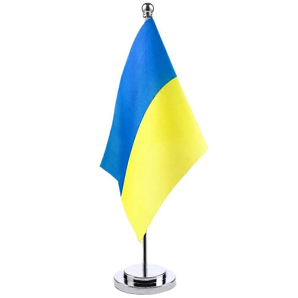 Ukraine Table Flag Ukrainian Desk Flag with Stick and Base Decoration ...
