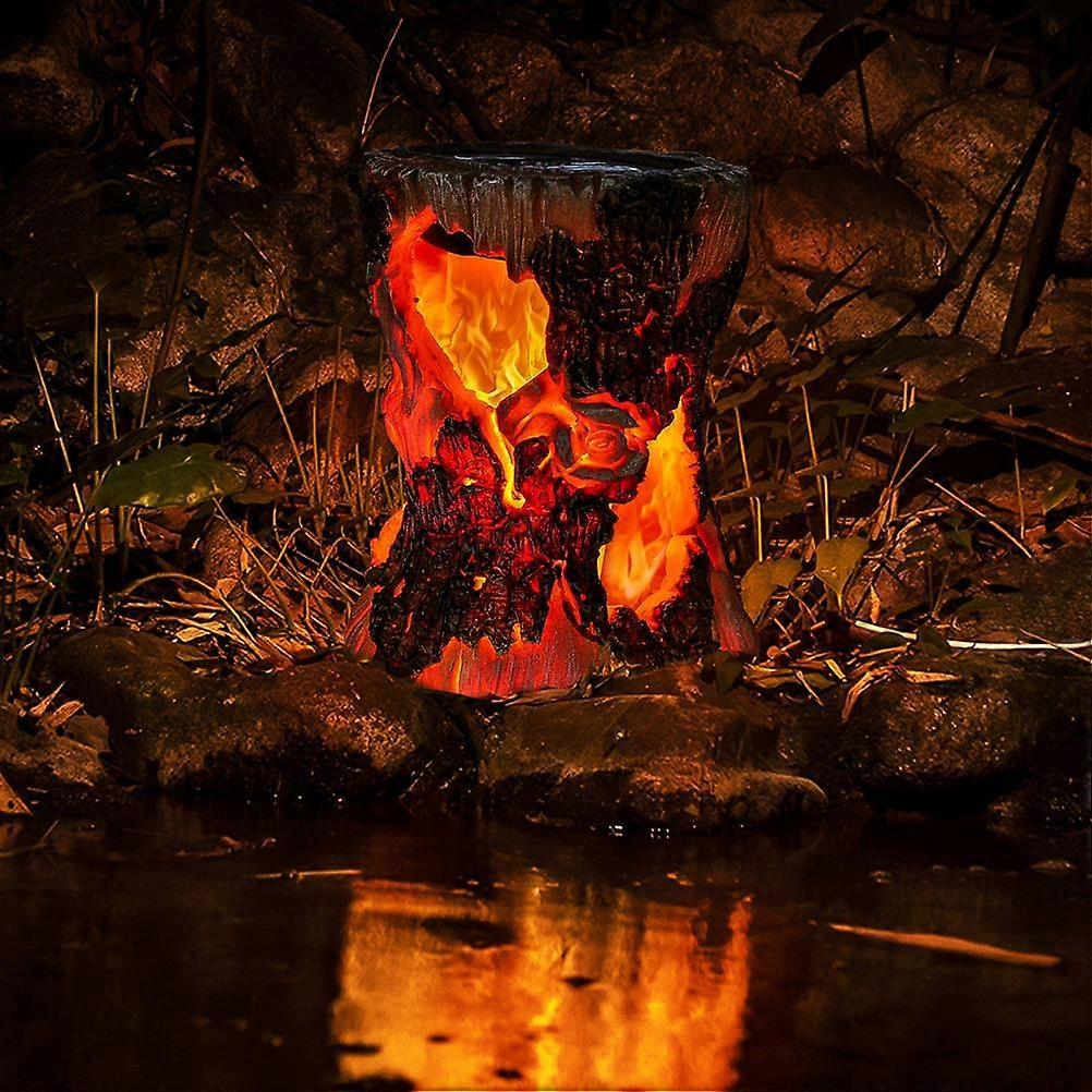 Solar Stump Lights Outdoor Flickering Flame Decorative Lantern ...
