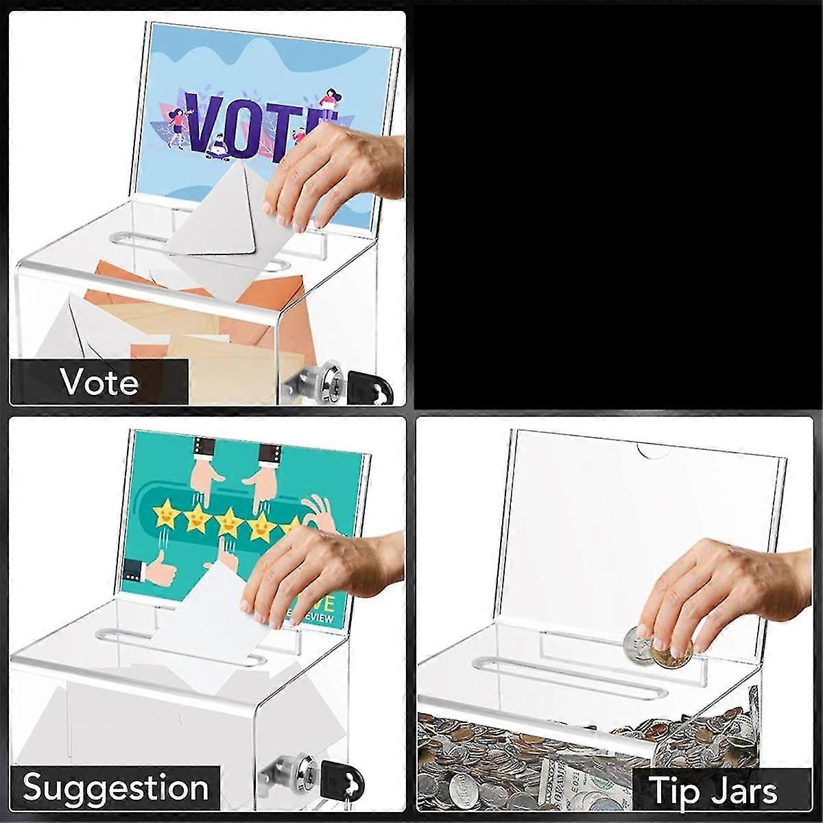 1 Pack Acrylic Donation Box With Lock, Clear Ballot Box With Sign ...