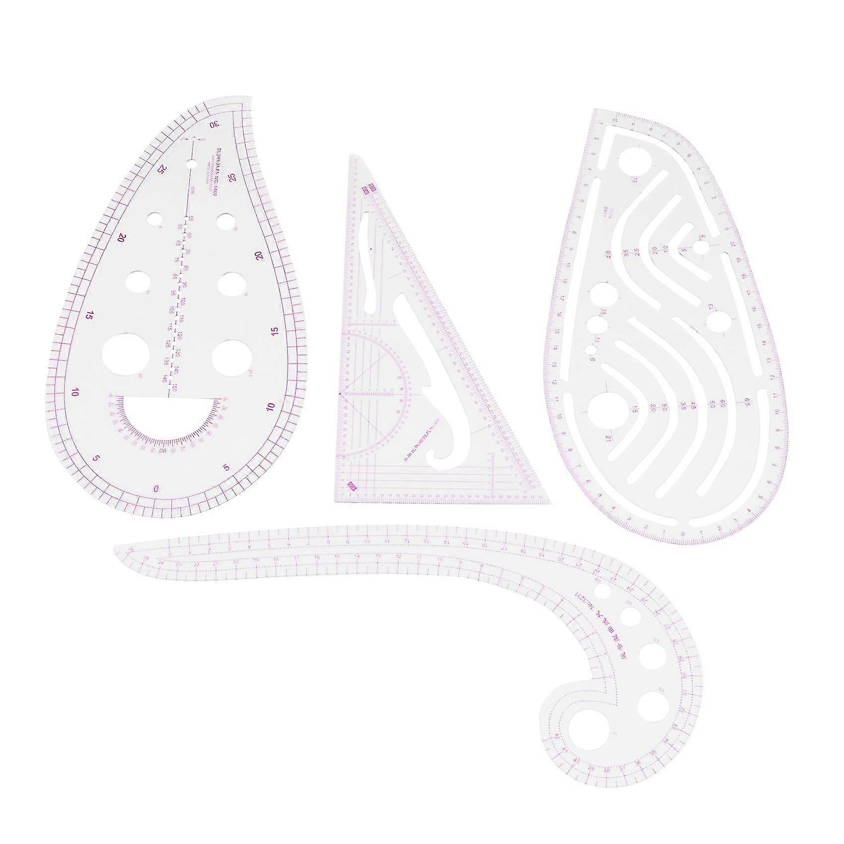 Sewing Ruler Set (4 Pcs) - Metric Ruler Set French Curve Pattern ...