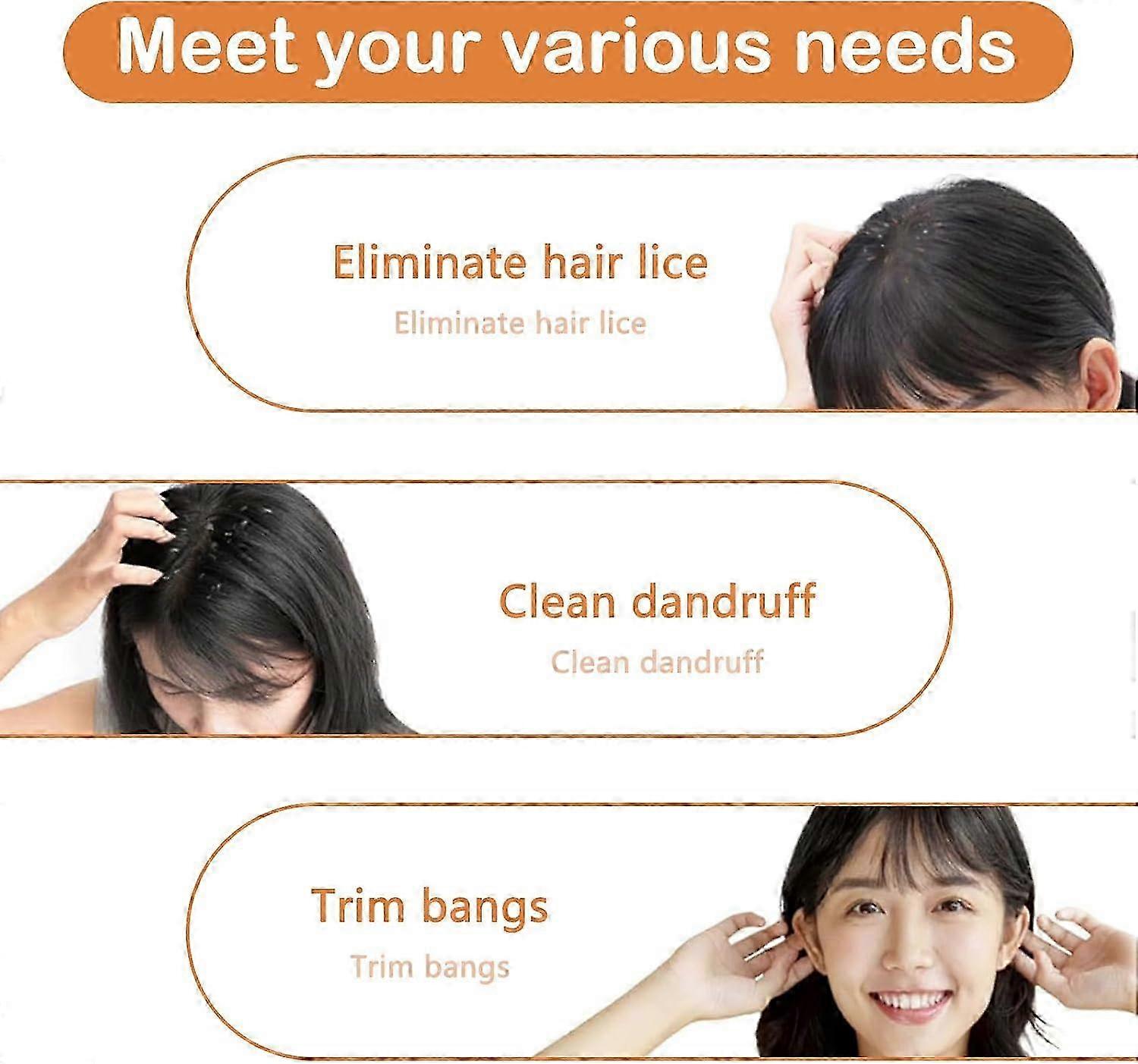 2Pcs Fine Tooth Dandruff Hair Comb, Flea Lice Comb Double Sided Fine ...