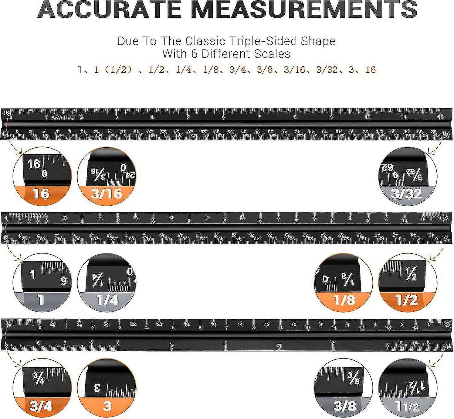 Regla de escala arquitectónica Escala de arquitecto de aluminio Regla ...