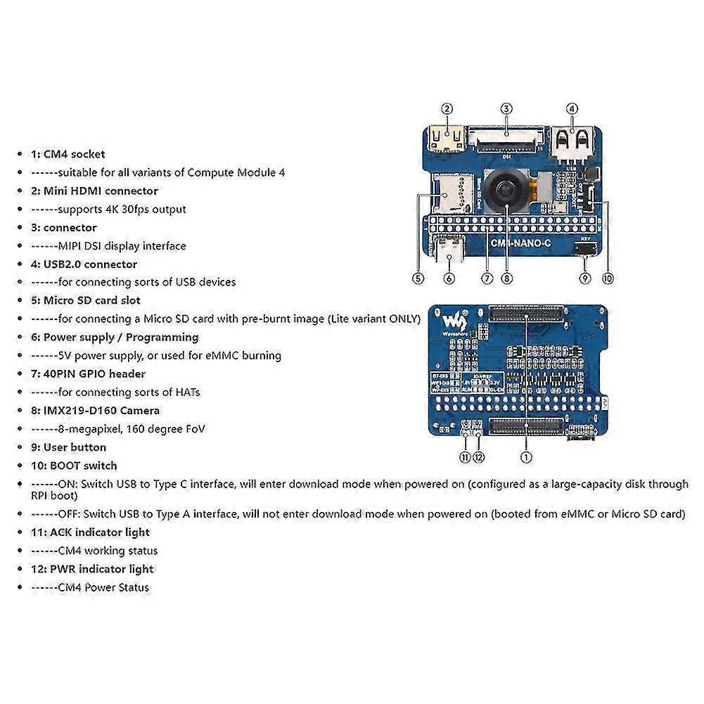 For Raspberry Cm4 Expansion Board Type C With Imx219 Camera 8mp For Rpi ...