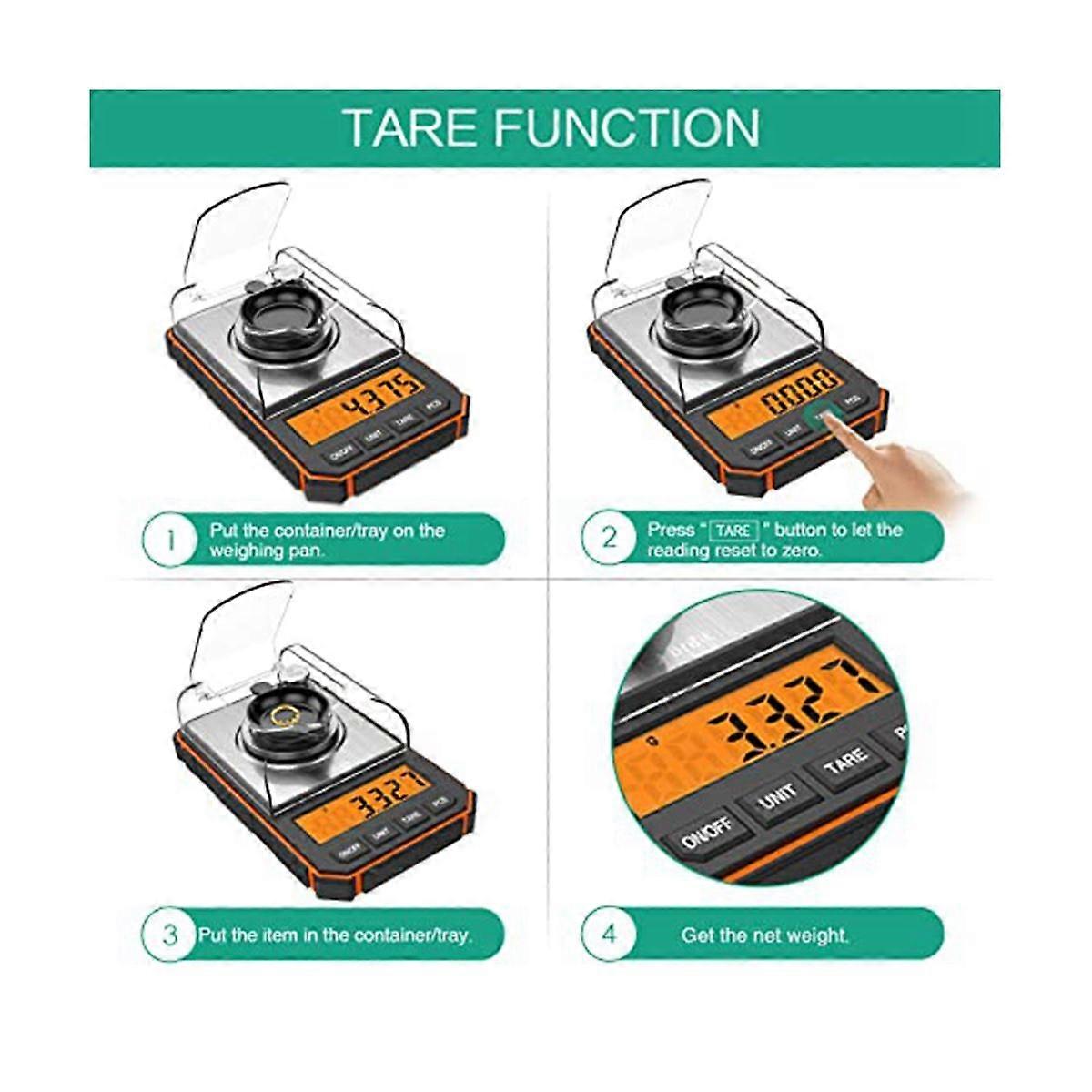 Fine Scale 0.001G, Digital Milligram Scale 50G / 0.001G, Digital Pocket Scale with LCD Display ...