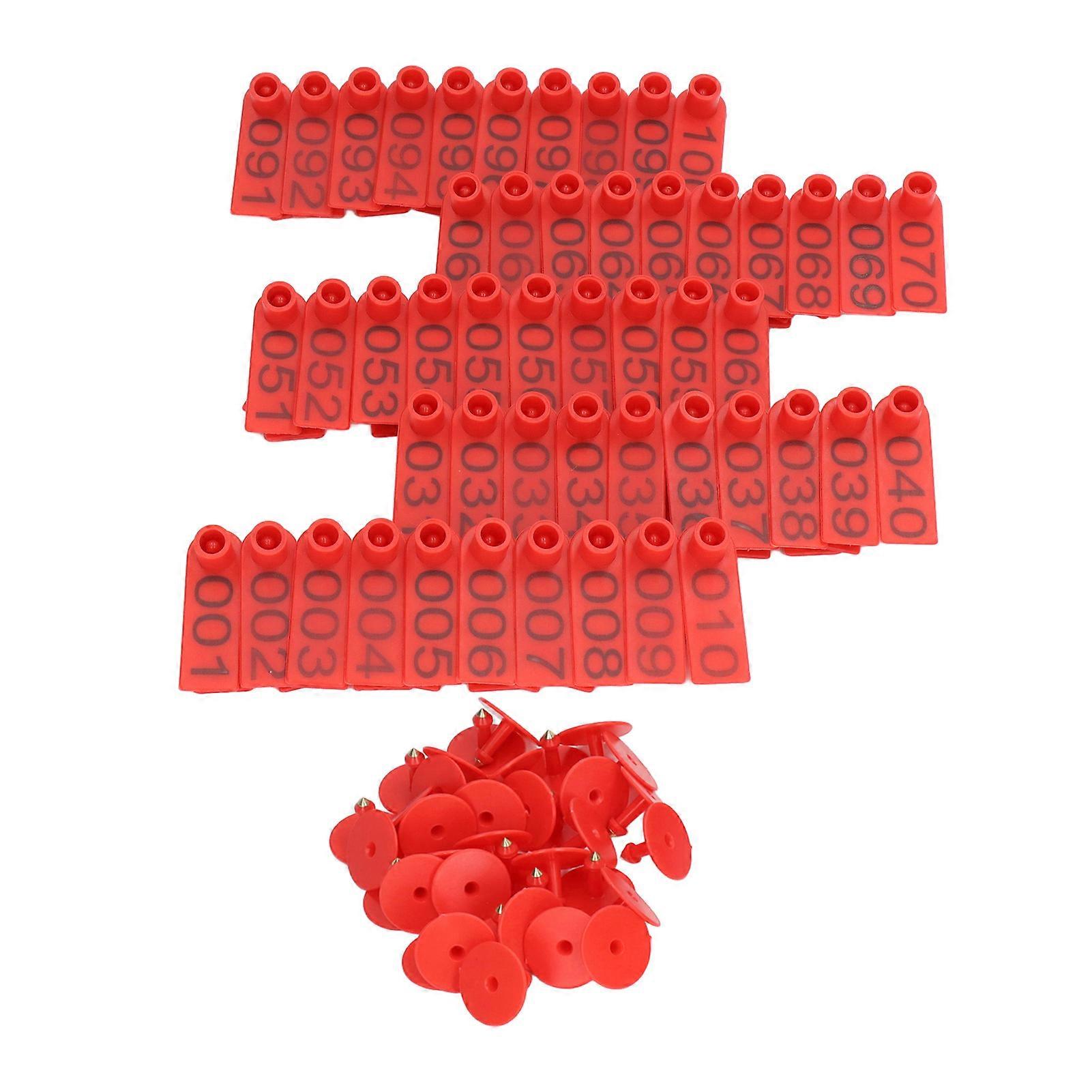 Red Livestock Identification Cards - 100 Sets Numbered Cattle Ear Tags ...