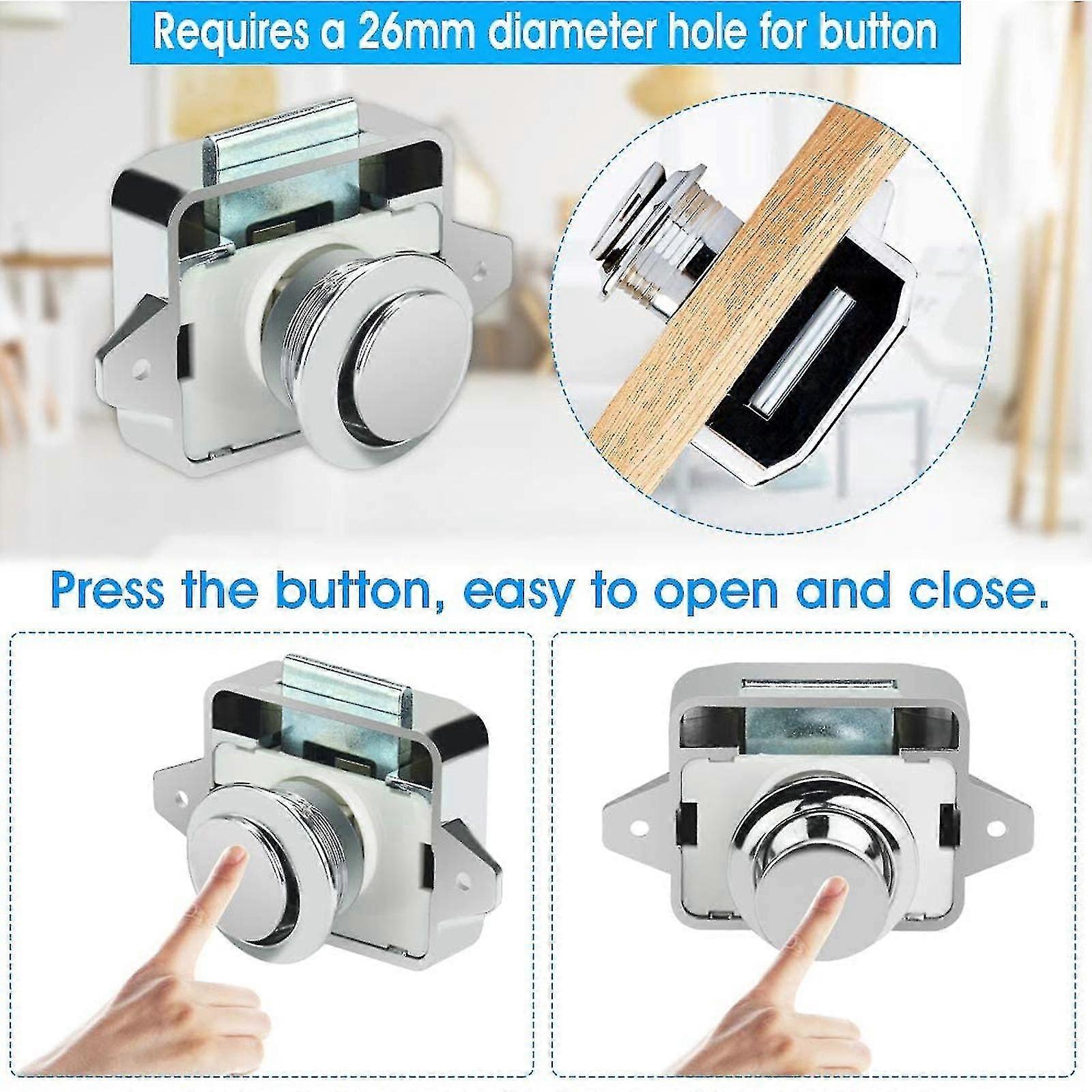 Push Button Latch Push Door Lock Latch Kit 5 Pcs Keyless For Wardrobe ...