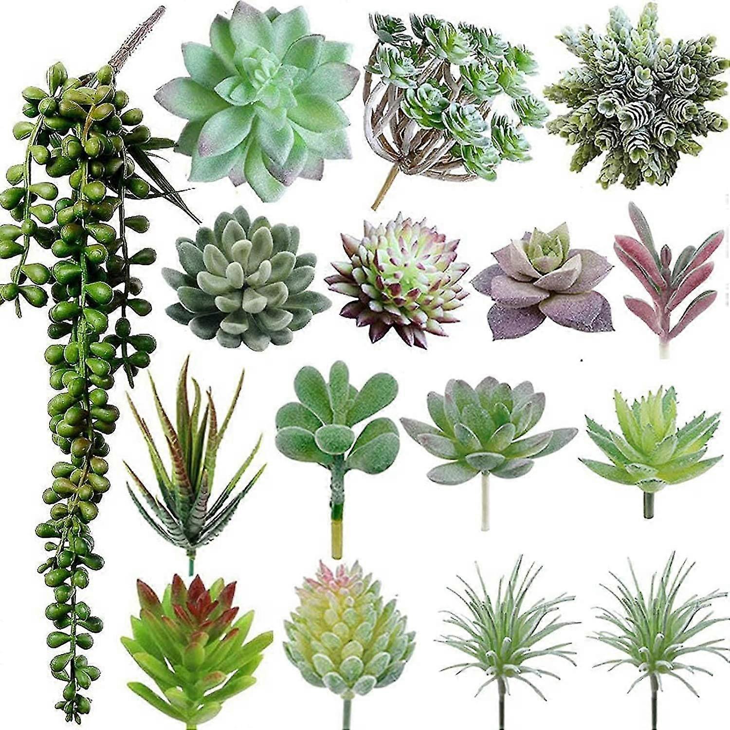 16 Packs Succulents Plants Artificial, Artificial Plants Unpotted Fake ...