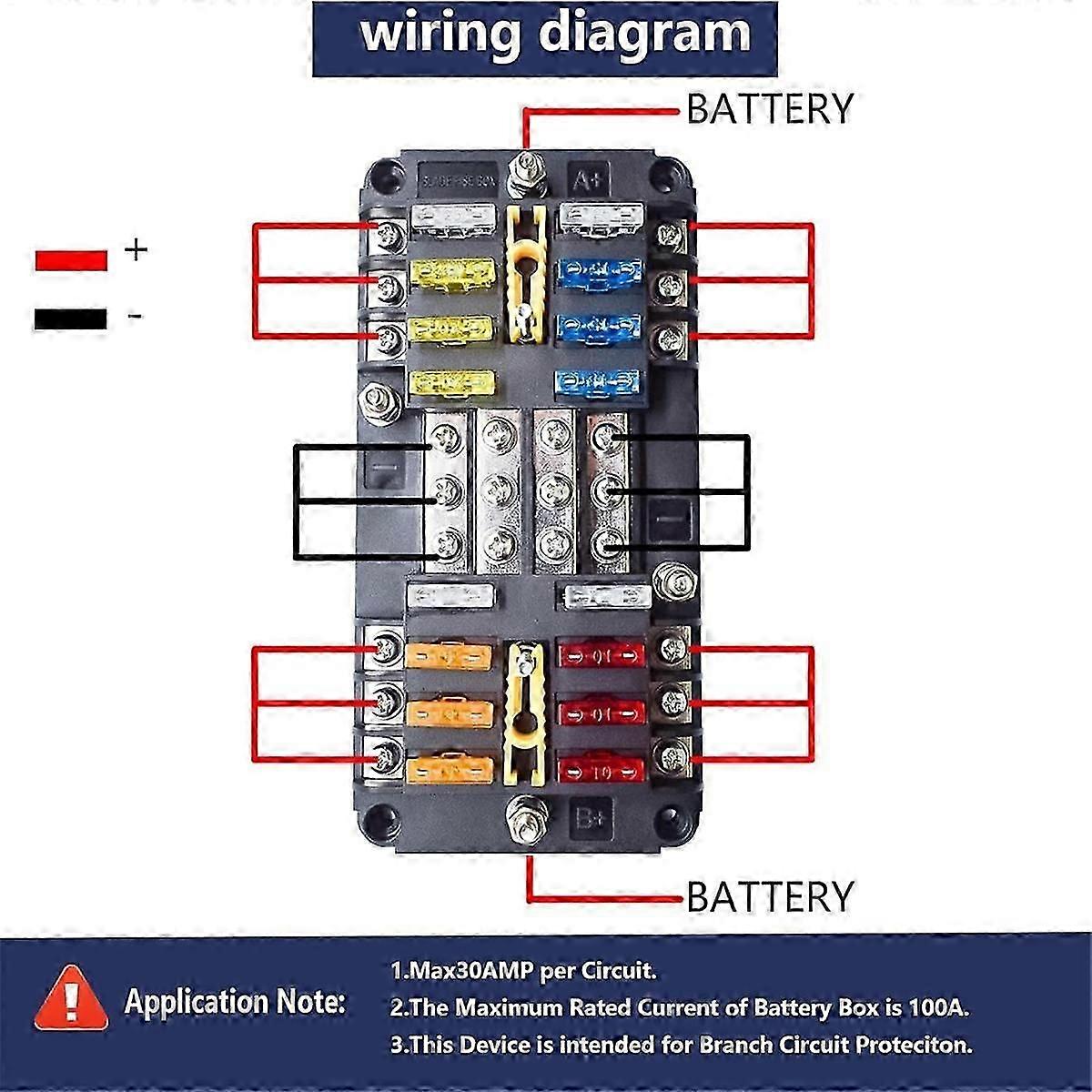16 Way Fuse Block Blade Fuse Box 12 Circuit Fuse Holder Fuse Block with ...